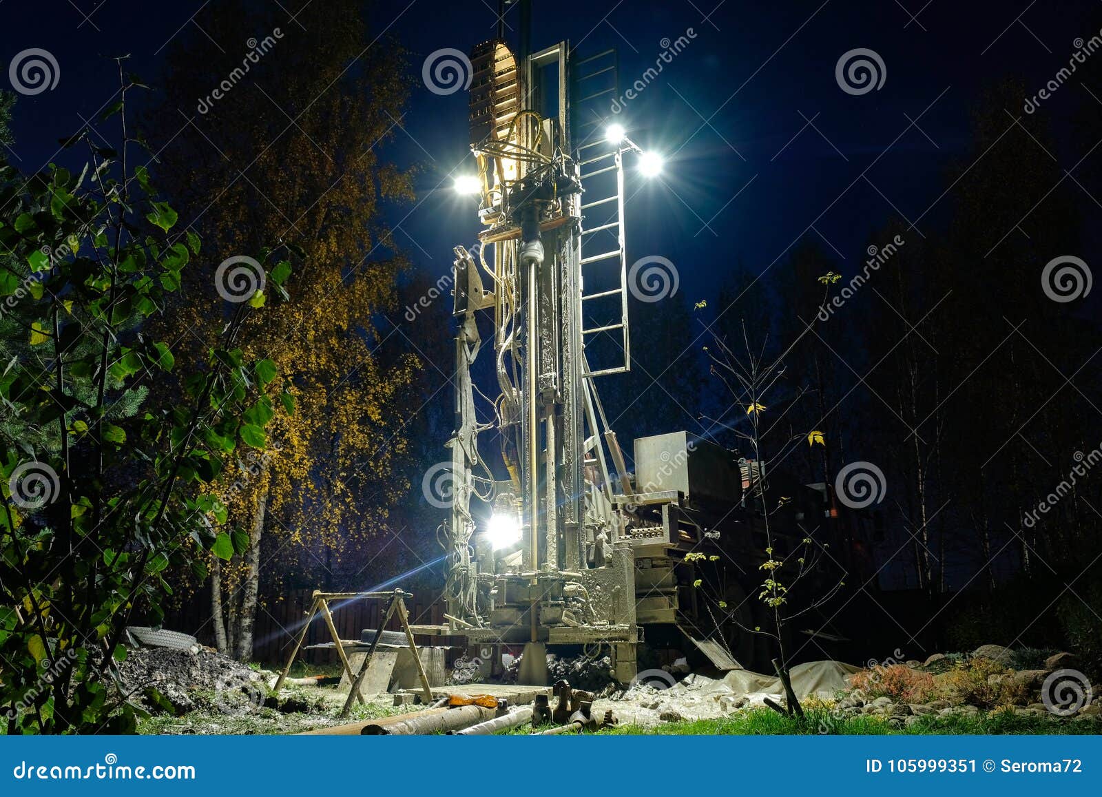 Drill rig on the site stock image. Image of metal, platform - 105999351