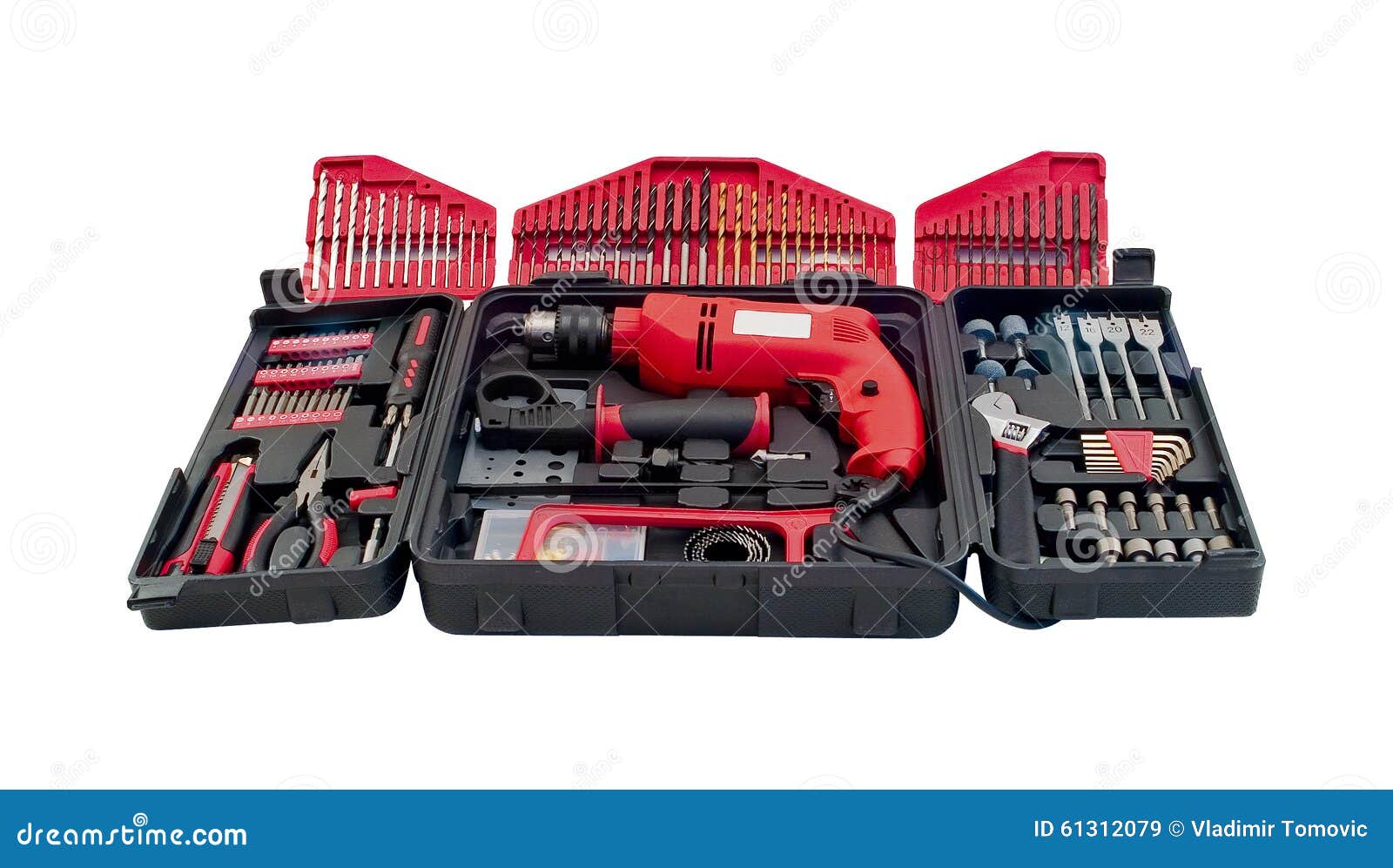 Drill Set Box Tool Isolated on White Backround with Clipping Path Stock ...