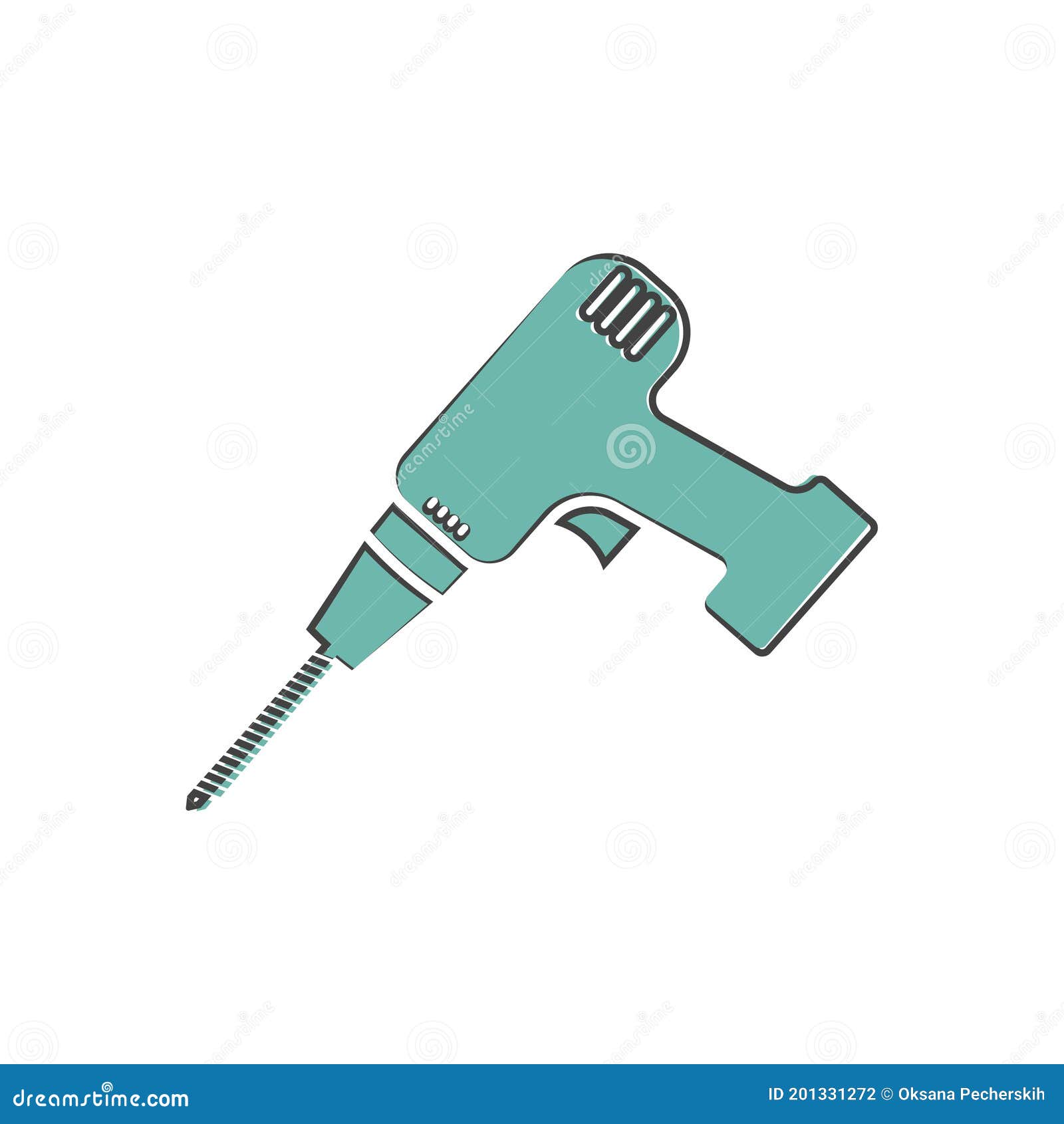 Drill Vector Icon Cartoon Style on White Isolated Background Stock ...