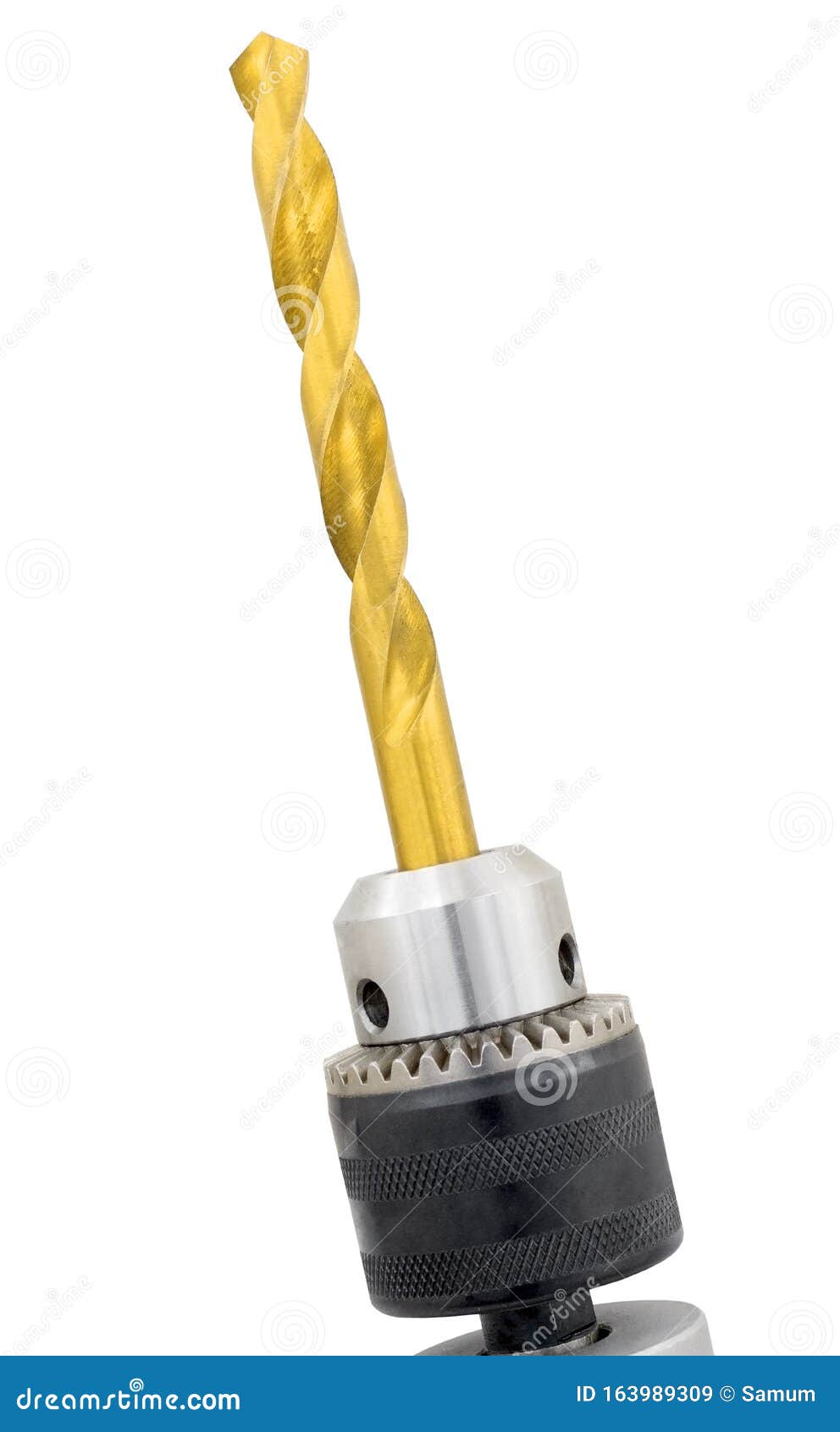 Drill and Yellow Drill Bit Isolated on White Stock Image - Image of ...