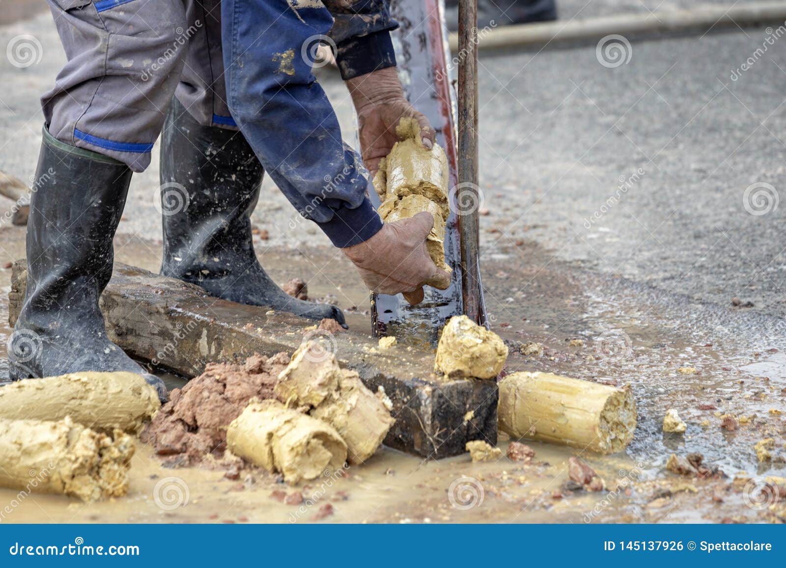 Driller Obtaining Soil Samples in Plastic Core Box 2 Stock Photo ...