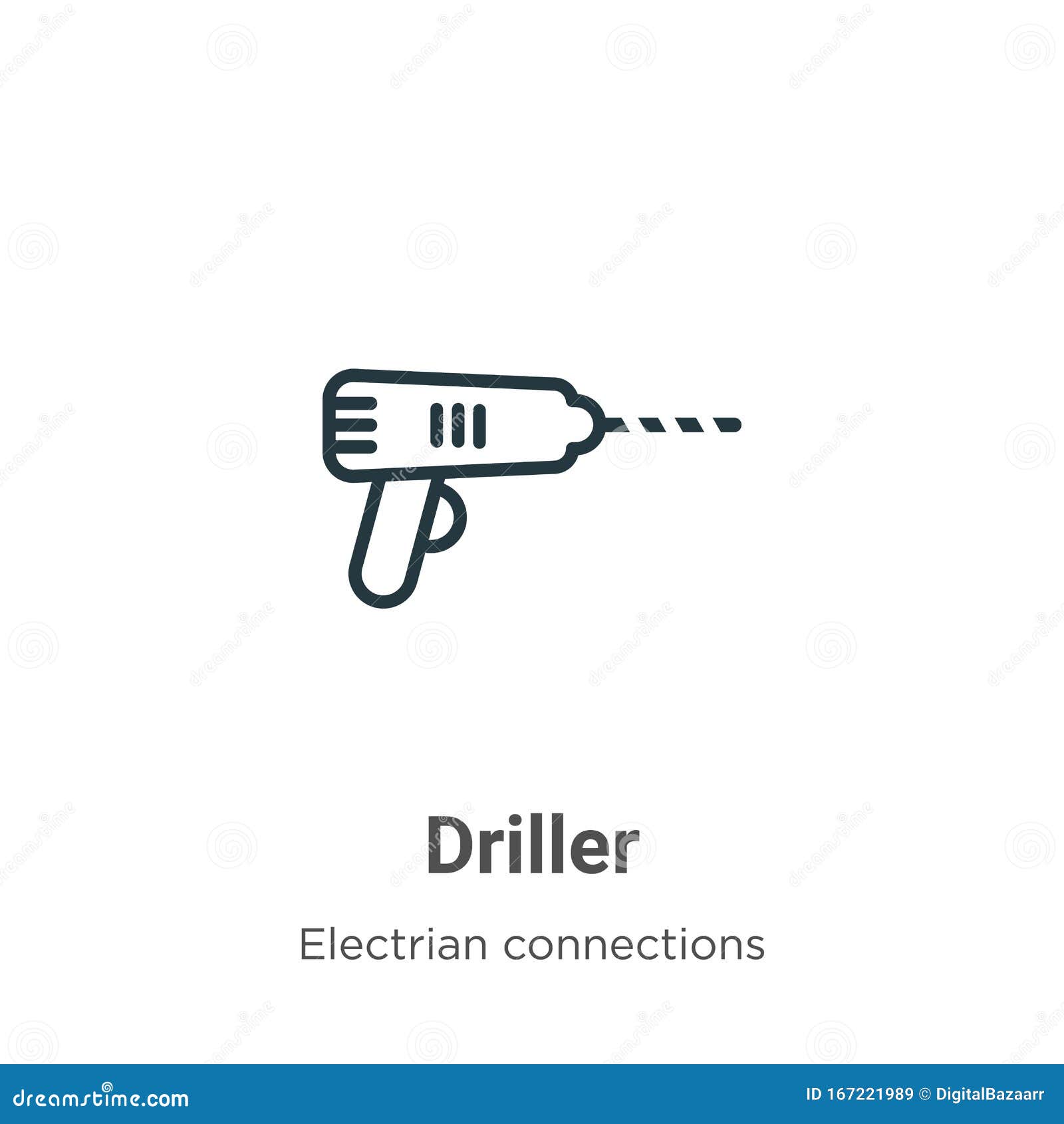 Driller Outline Vector Icon. Thin Line Black Driller Icon, Flat Vector Simple Element ...