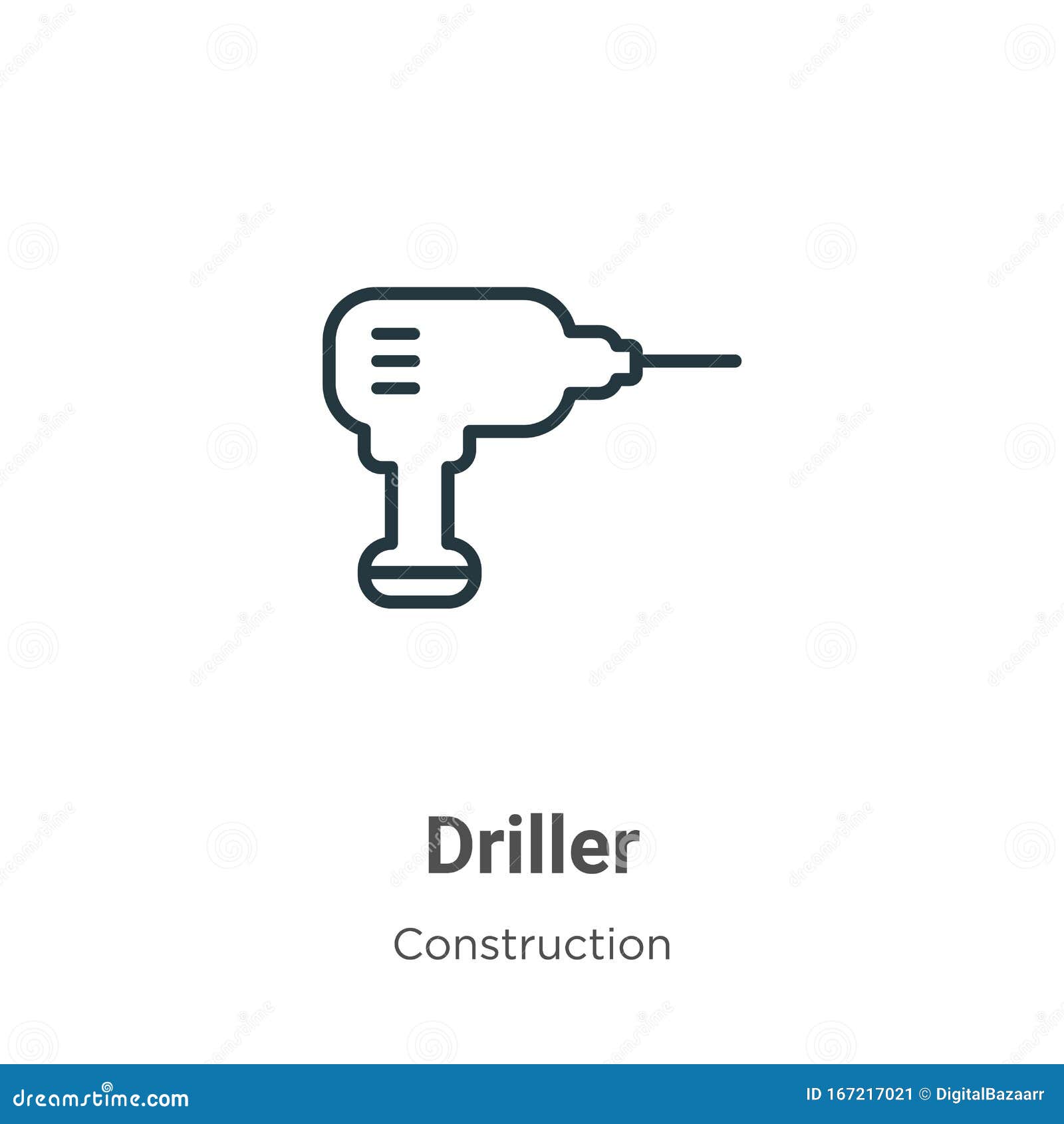 Driller Outline Vector Icon. Thin Line Black Driller Icon, Flat Vector Simple Element ...