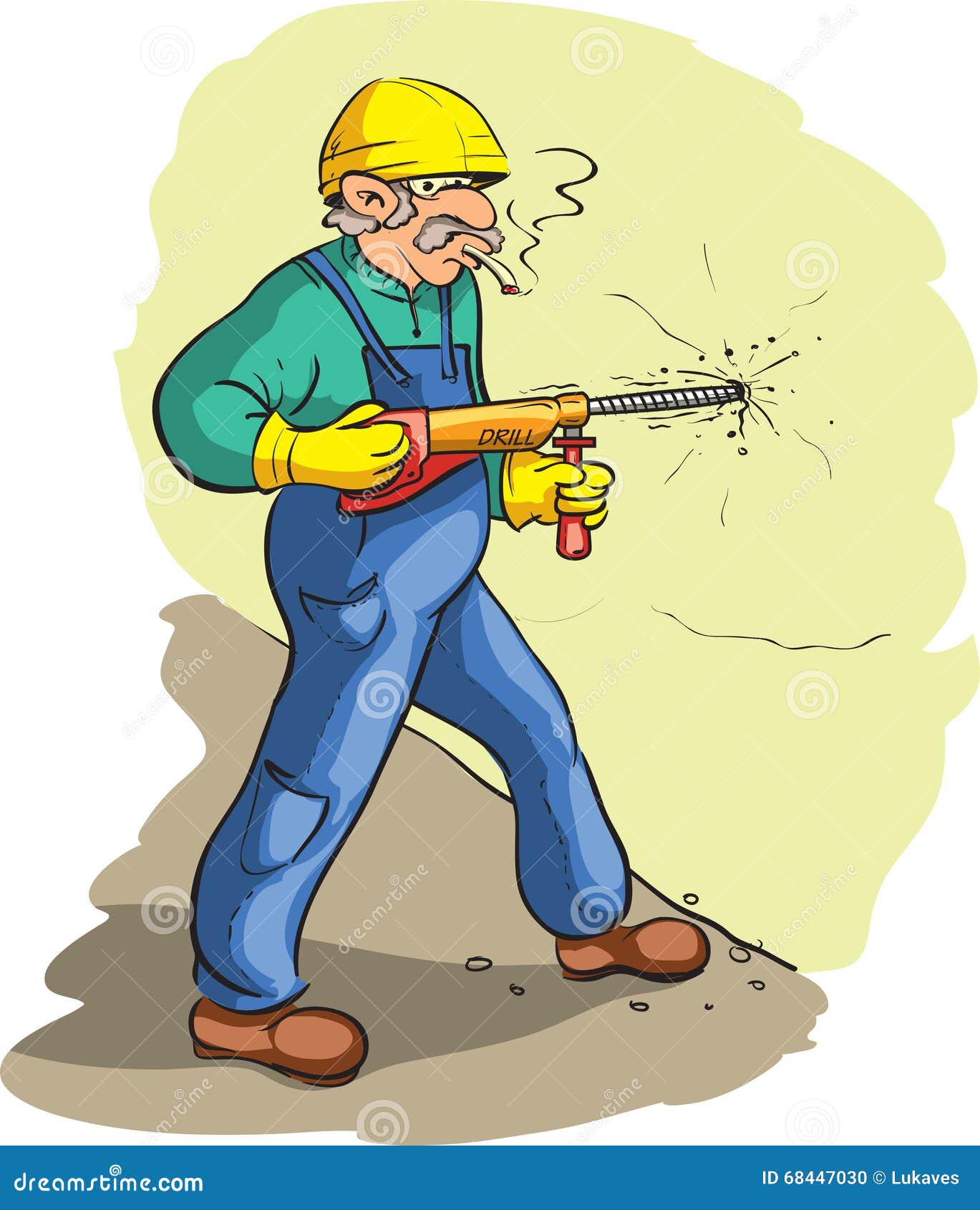 Driller worker stock vector. Illustration of comic, retro - 68447030