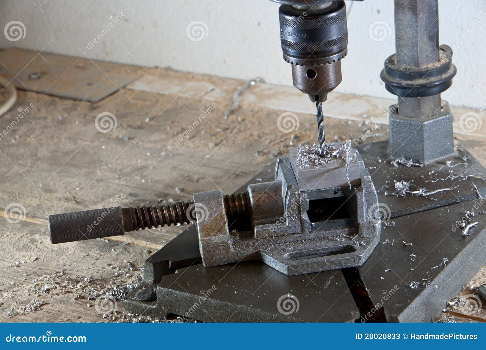 Drilling into a Block of Metal Stock Image - Image of drill, shop: 20020833