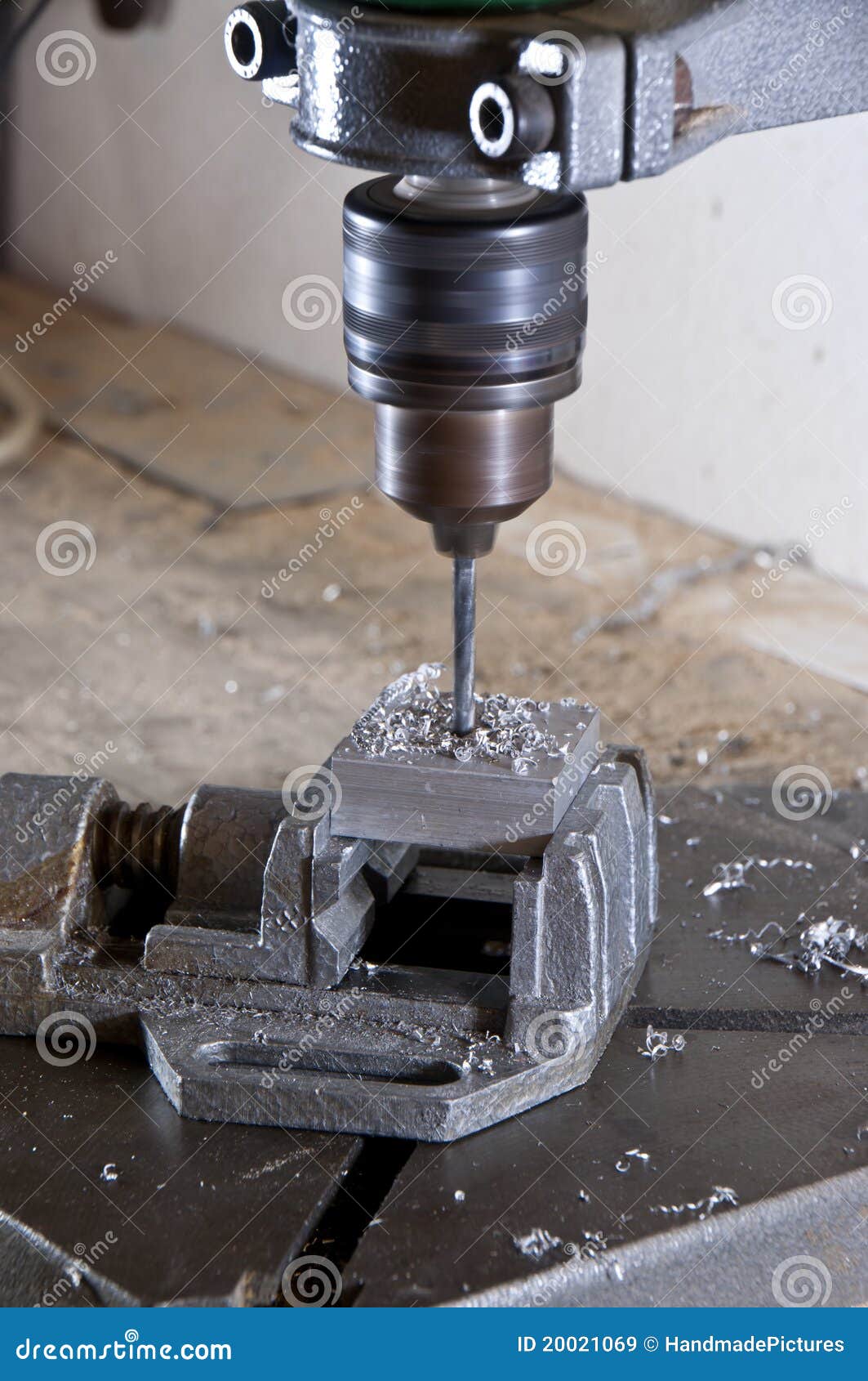 Drilling into a Block of Metal Stock Image - Image of industrial ...