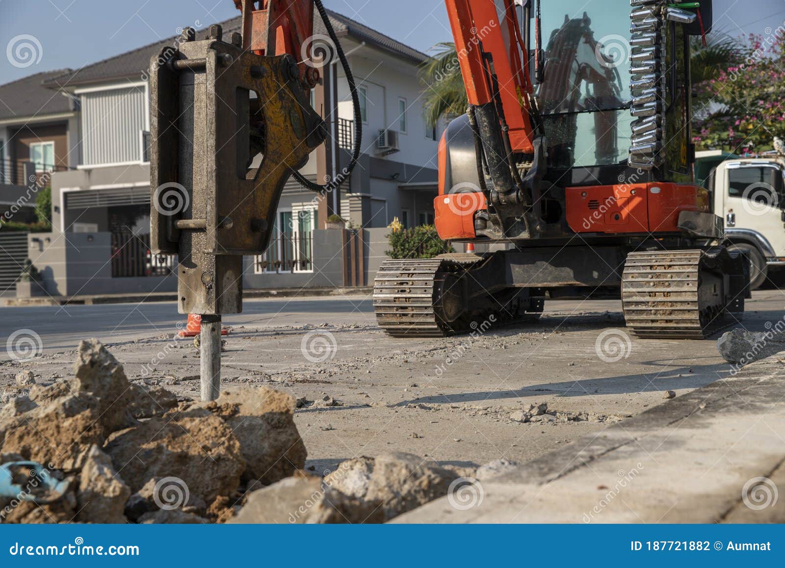 Drilling Car Machine Working on Road Stock Photo - Image of equipment ...