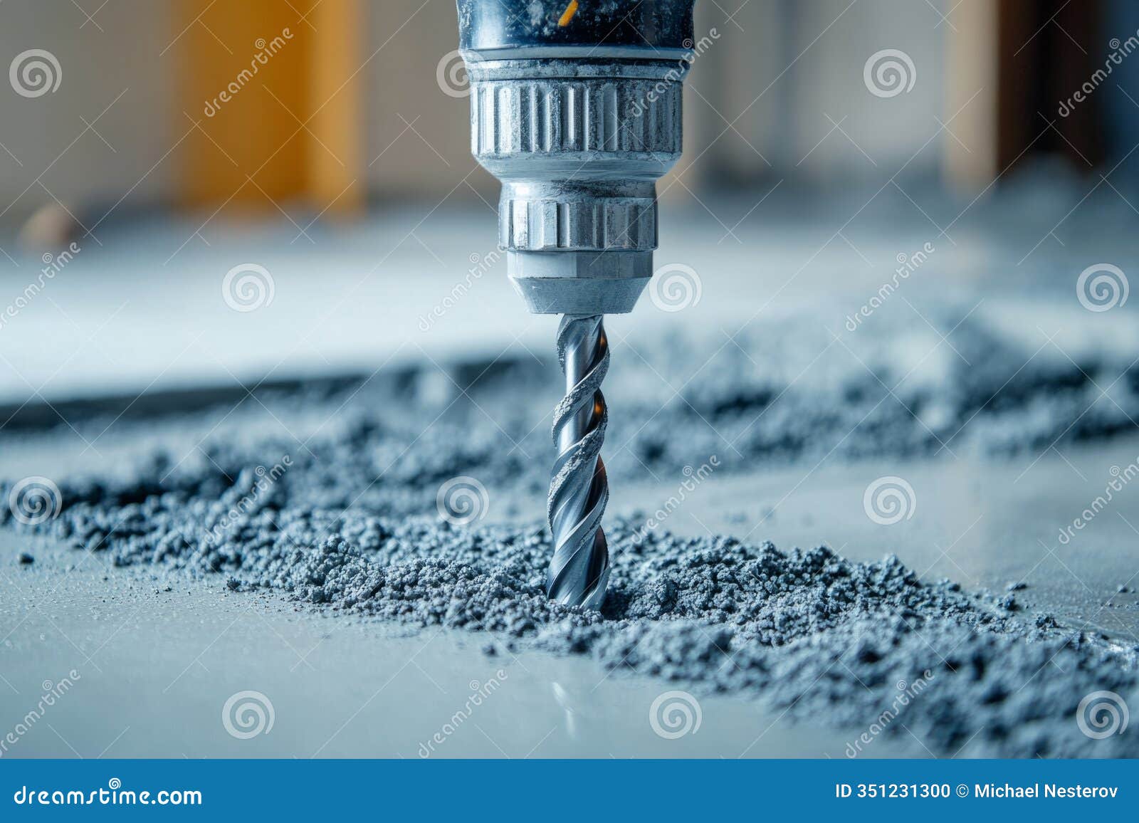 Drilling Concrete Surface with Perforator and Drill Bit during ...