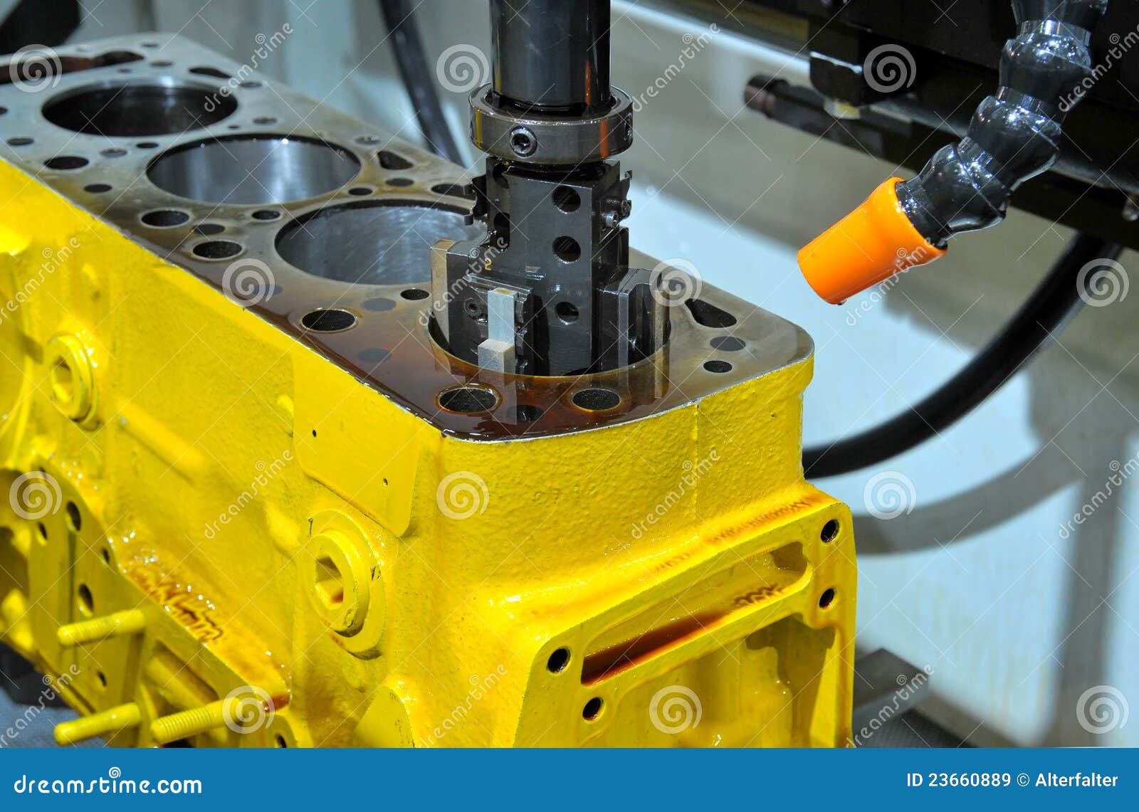 Drilling of an Engine Block Stock Image - Image of machine, drilling ...