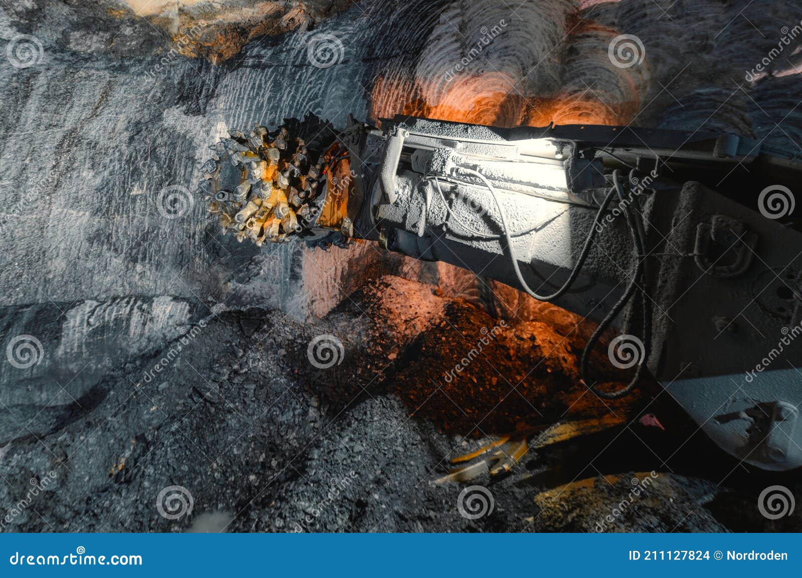 Drilling Head of a Mine Roadheader. Underground Mining of Ore Deposits ...