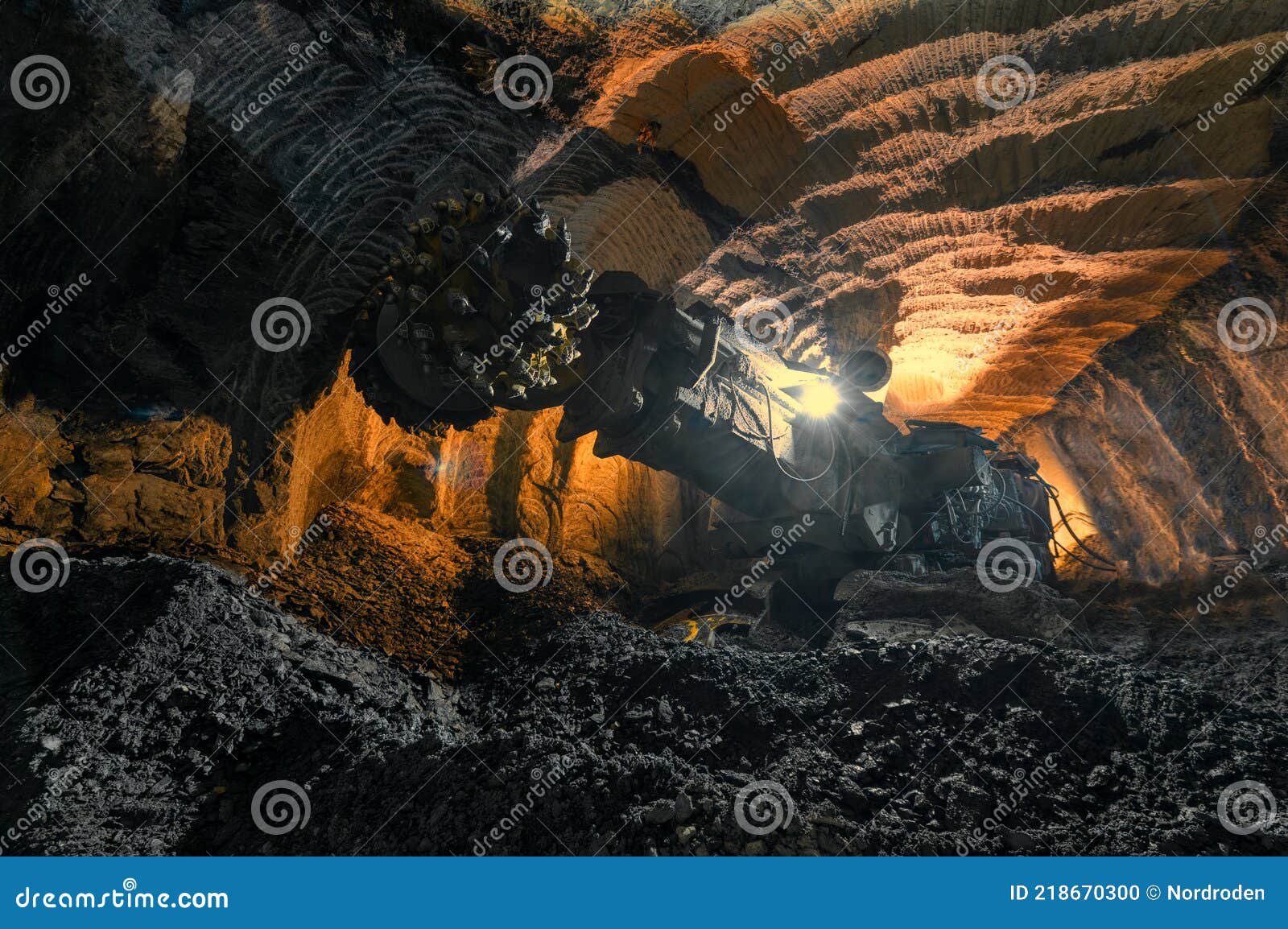 Drilling Head of a Mine Roadheader. Underground Mining of Ore Deposits ...