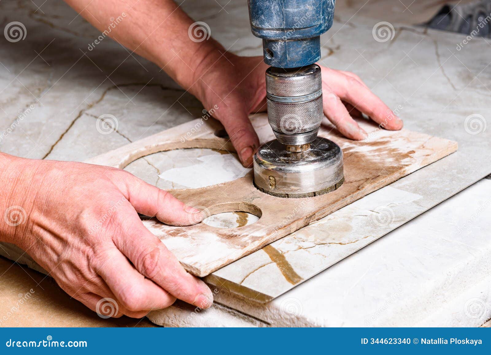 Drilling Hole in Ceramic Tile with Diamond Crown Using Template and ...
