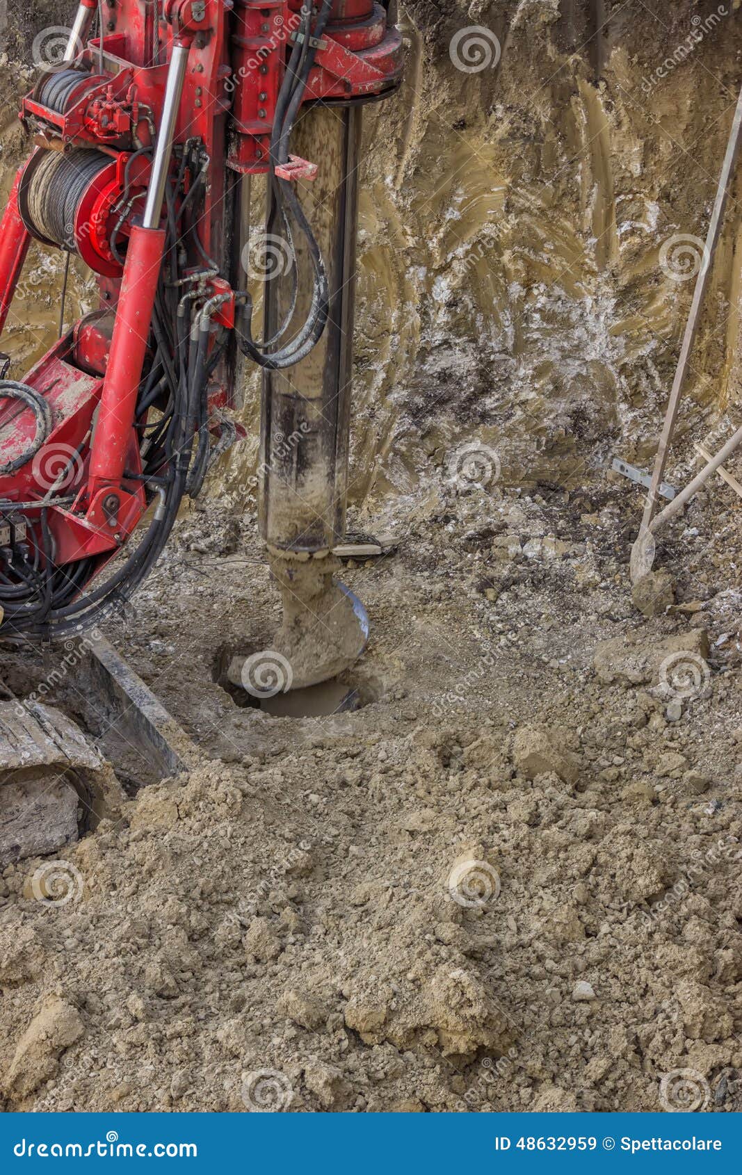 Drilling Hole in Ground with Ground Hole Drilling Machine Stock Image ...