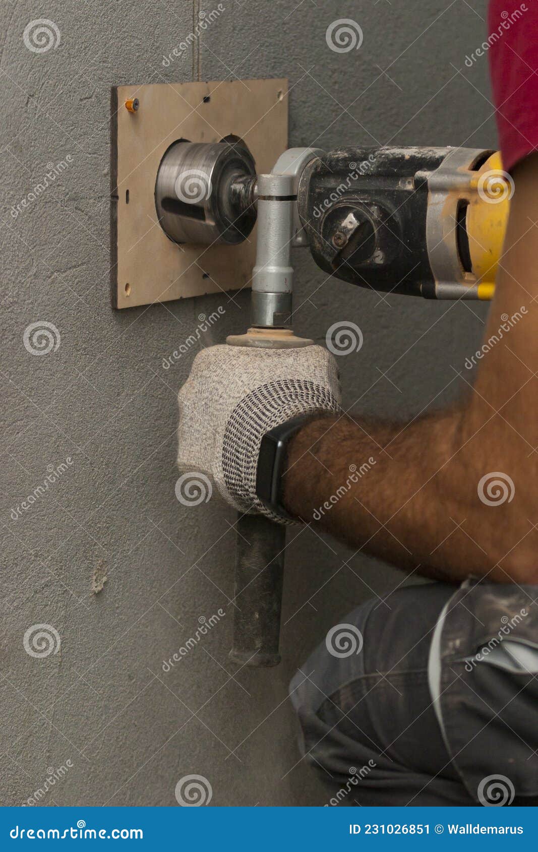 Drilling Holes in the Wall for an Electrical Outlet Box or Switch Stock ...