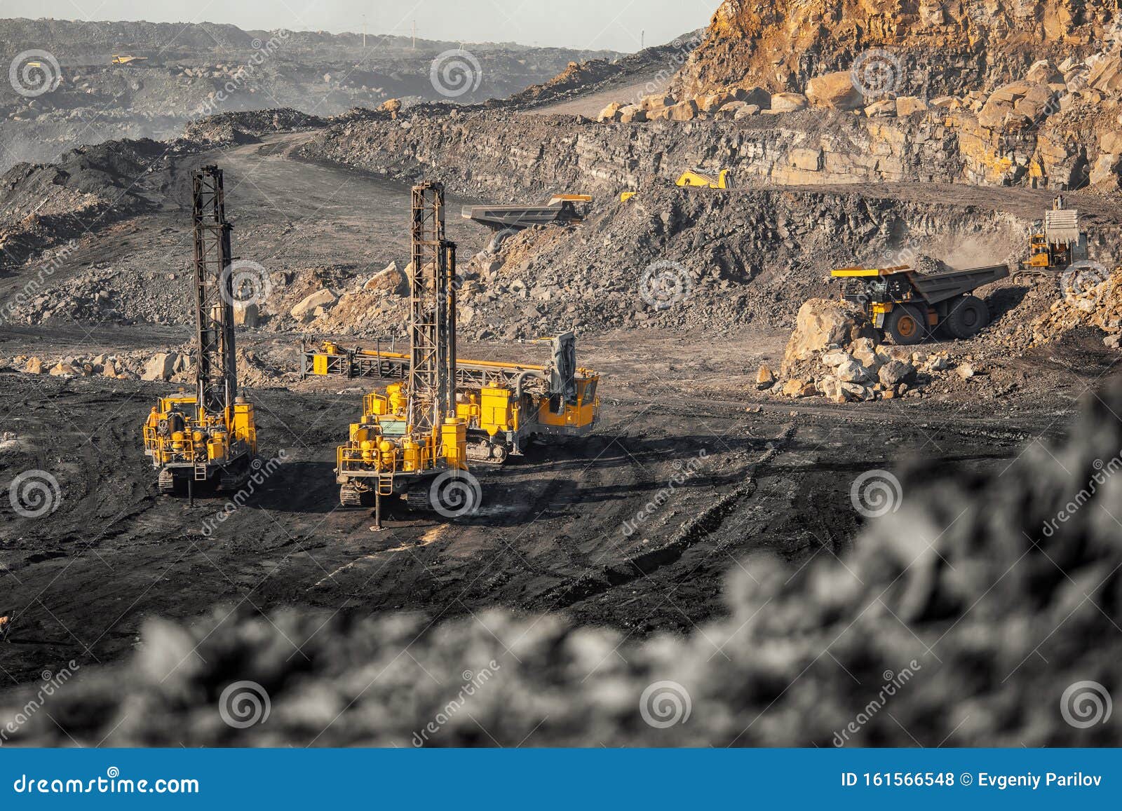 Drilling Machine Borer Installing Cast Explosives Blasting. Open Coal ...