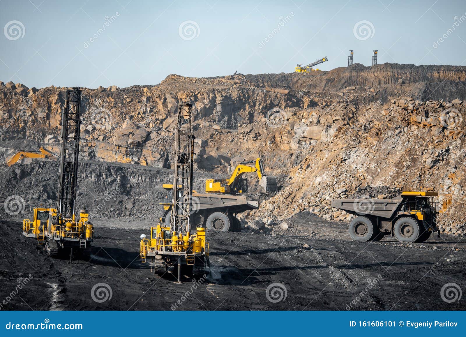 Drilling Machine Borer Installing Cast Explosives Blasting. Open Coal ...