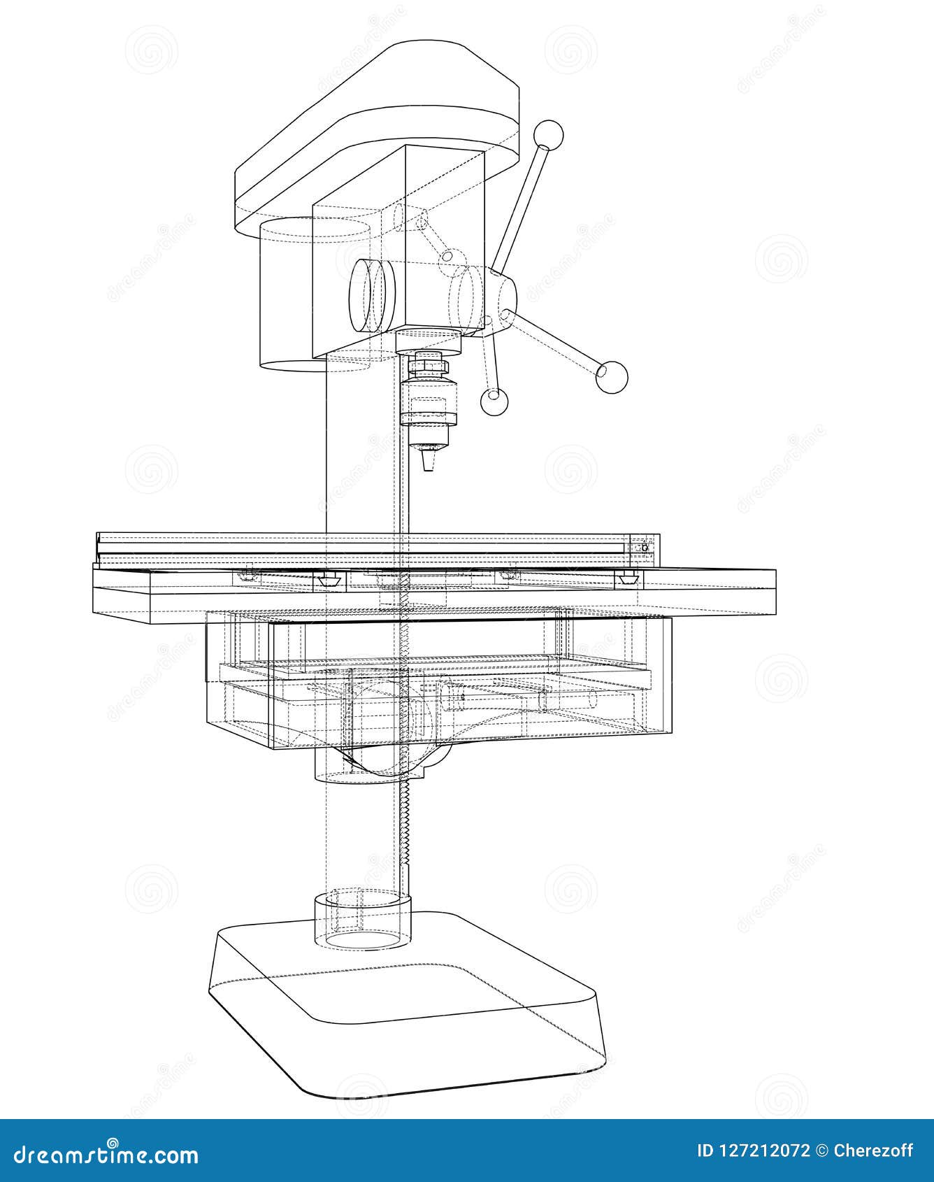 Drilling machine concept stock vector. Illustration of bench - 127212072