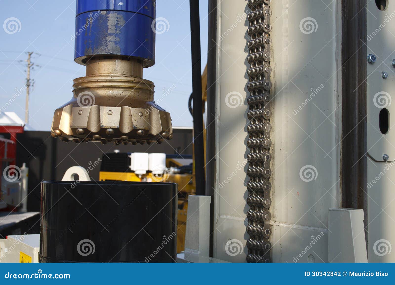 A Tracked Auger Piling Rig, A Mobile Crane And An Excavator At The ...