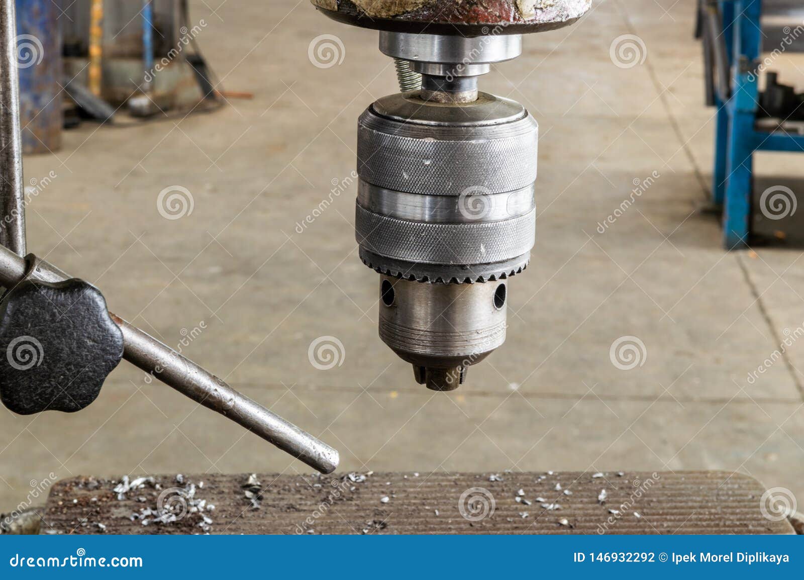 Drilling Machine in Factory Workshop Stock Photo - Image of lathe ...