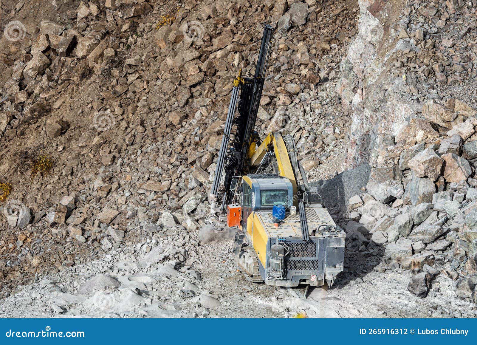 Drilling Machine in Open Cast Mining Quarry Stock Photo - Image of ...