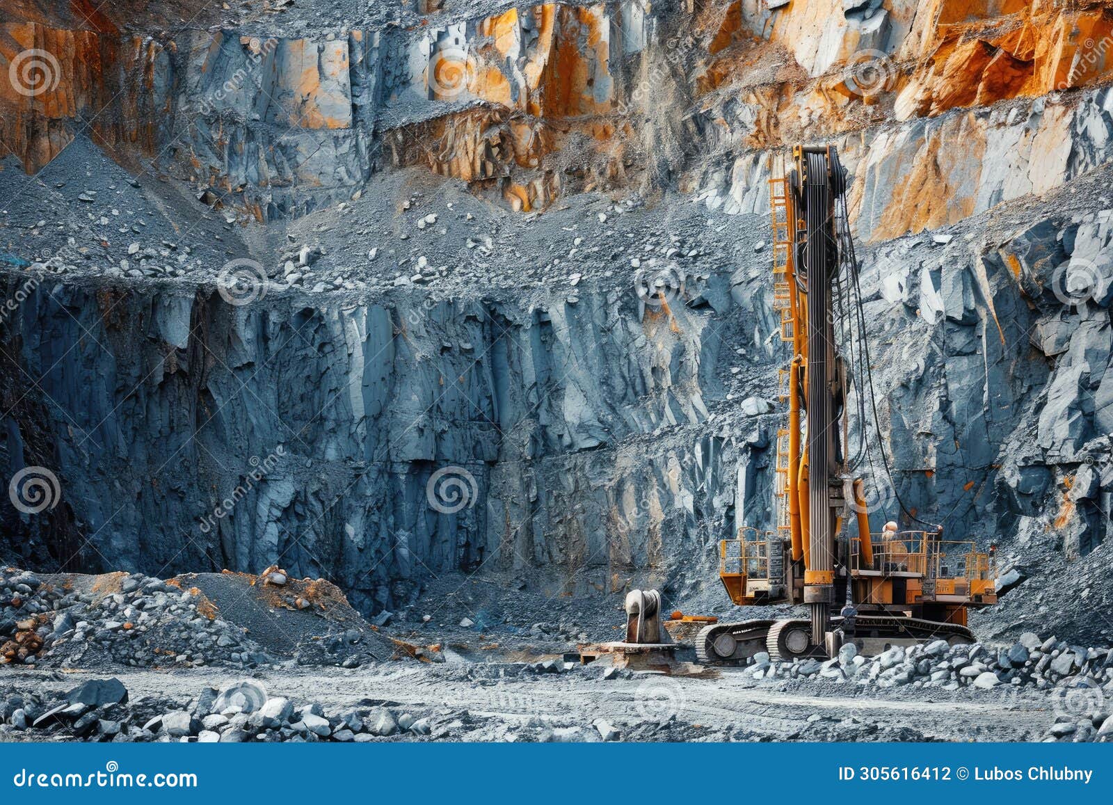 Drilling Machine in Open Cast Mining Quarry Stock Illustration ...