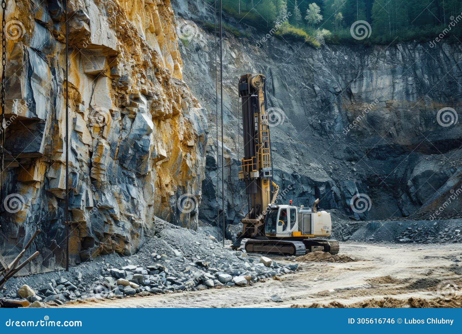 Drilling Machine in Open Cast Mining Quarry Stock Illustration ...