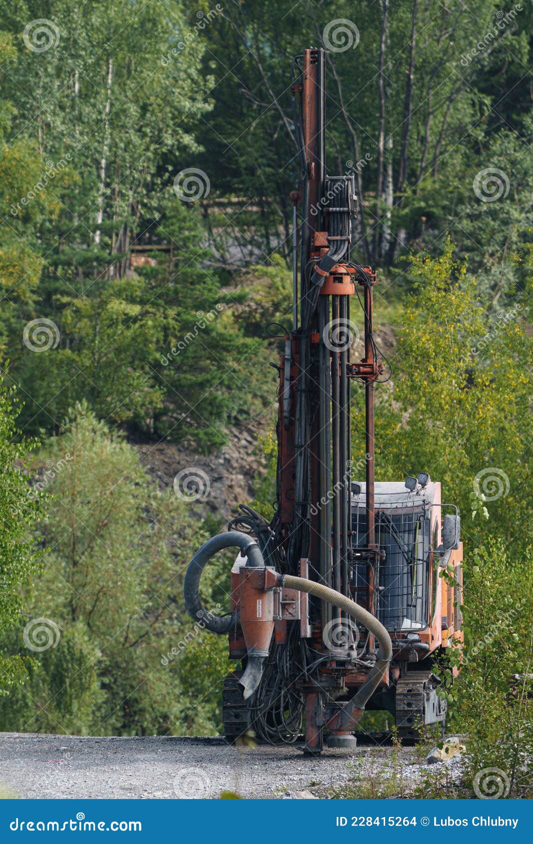 Drilling Machine in Open Cast Mining Quarry. Mining Industry Stock ...