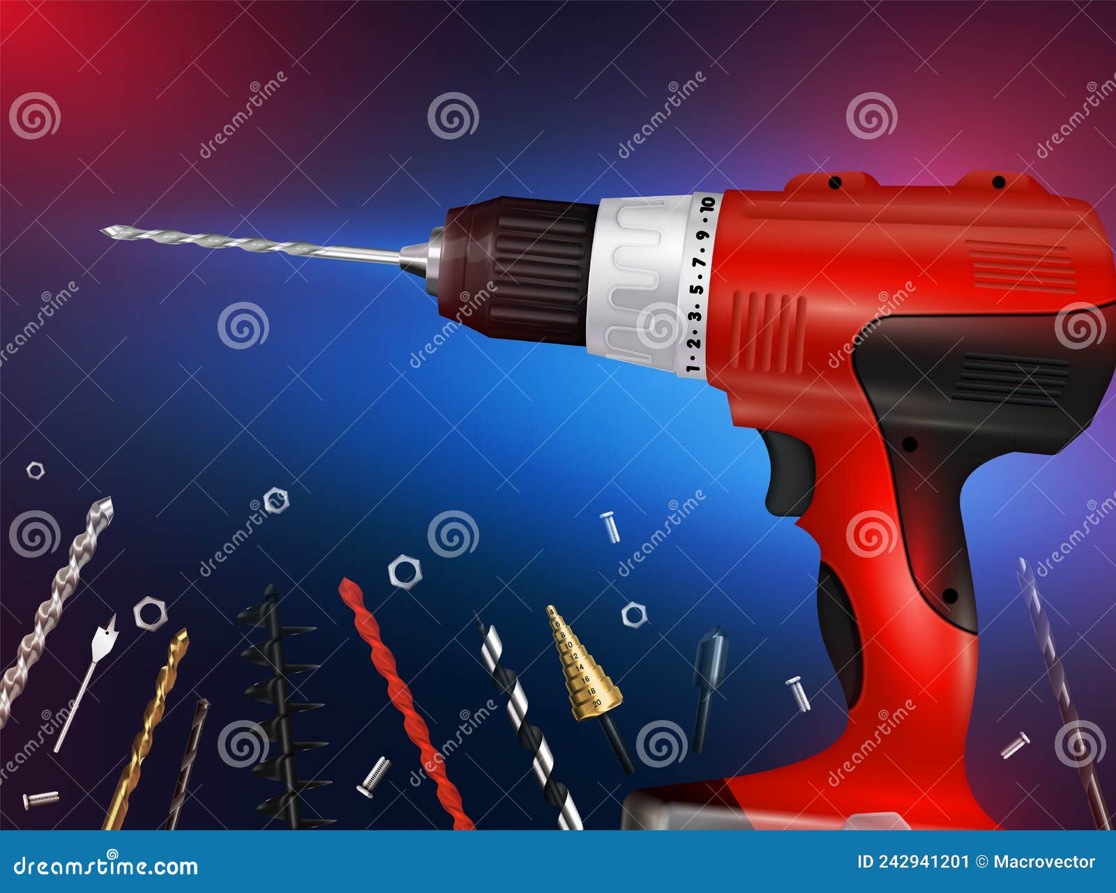 Drilling Machine Realistic Gradient Background Stock Vector ...