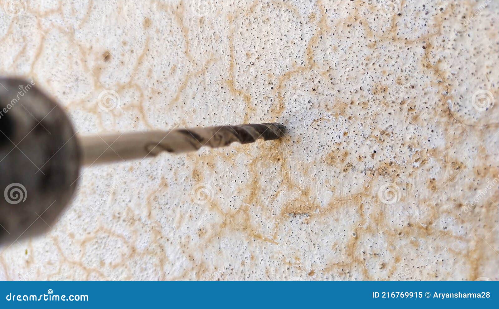 A Drilling Machine S Drill Bit Goes Inside a Wall Stock Image - Image ...