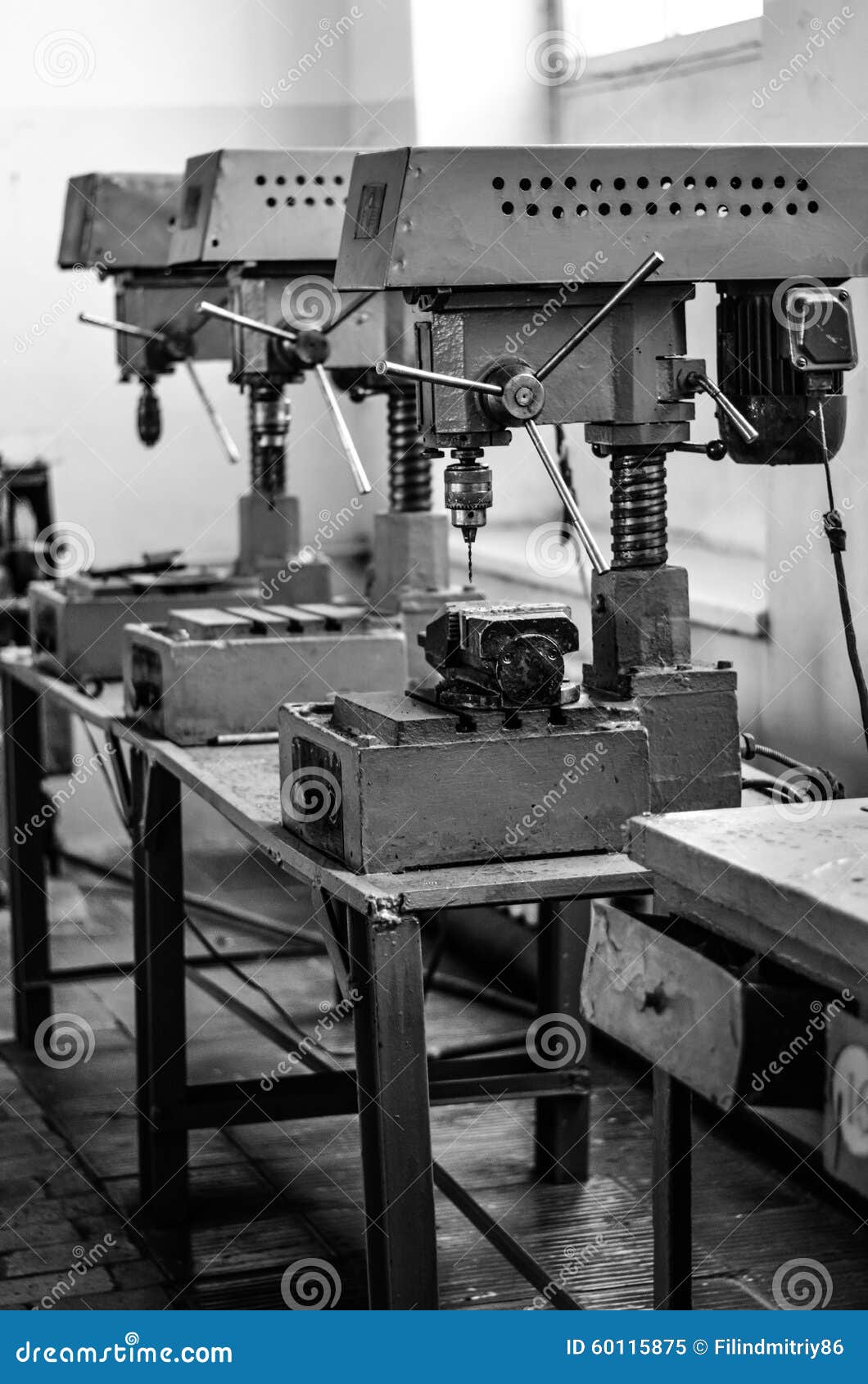 Obsolete Drilling machine stock image. Image of clamp - 60115875