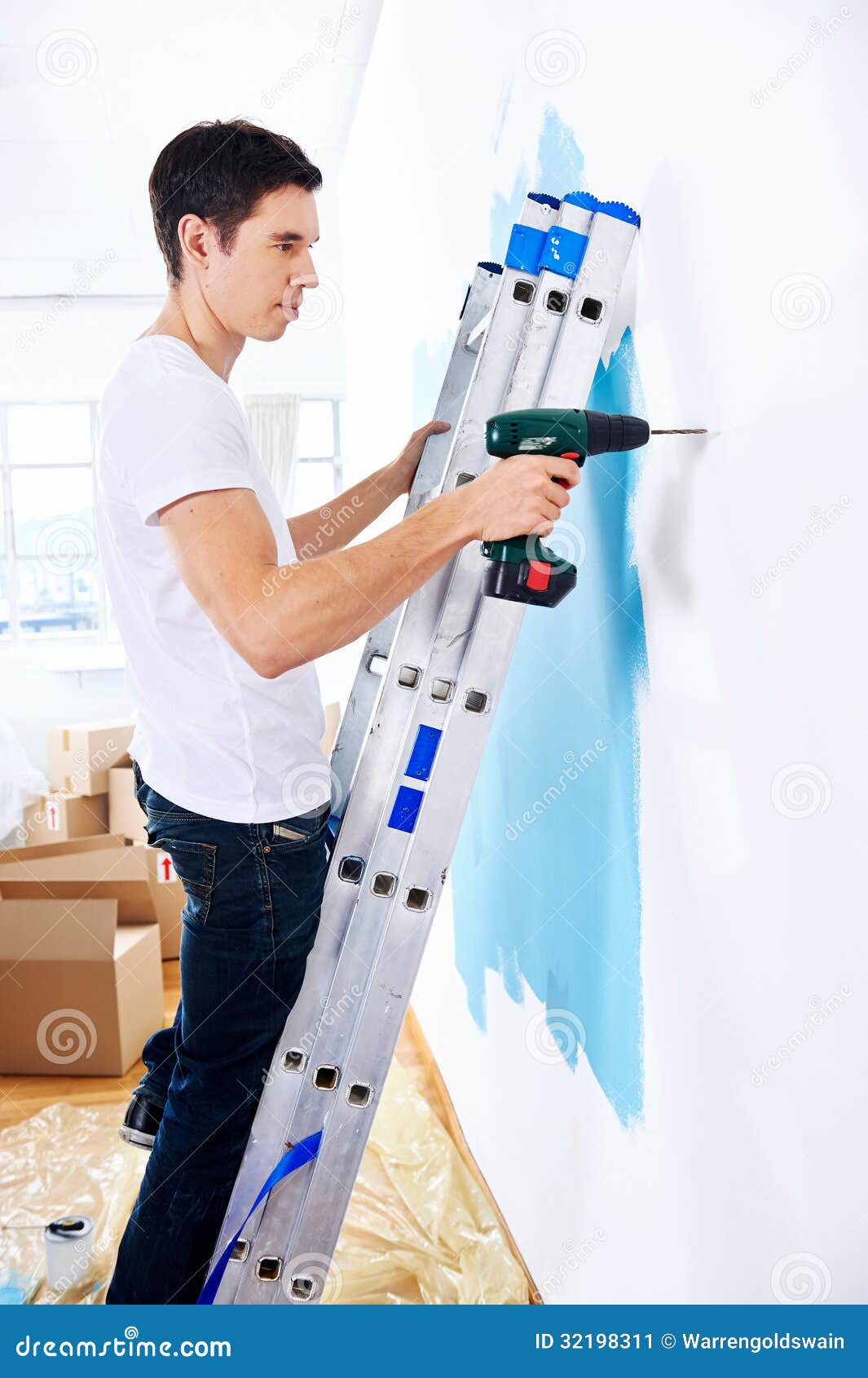 Drilling man stock image. Image of ladder, equipment - 32198311