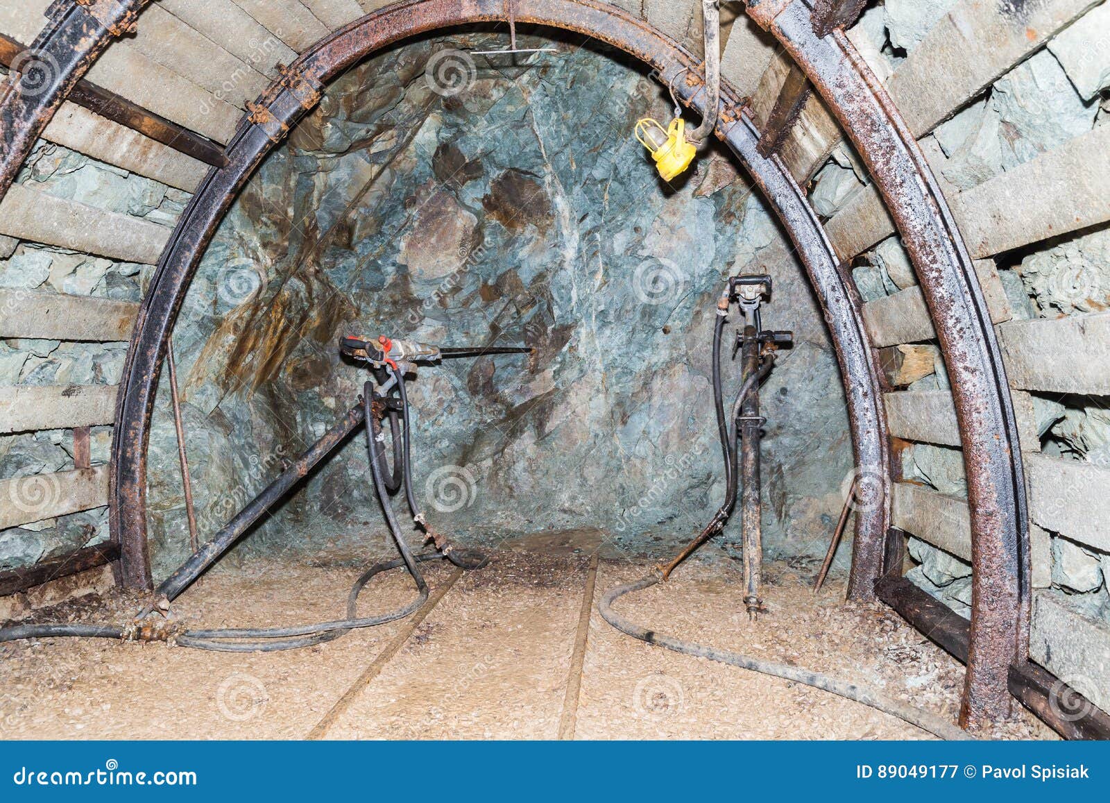 Drilling in mine . stock image. Image of drill, corridor - 89049177
