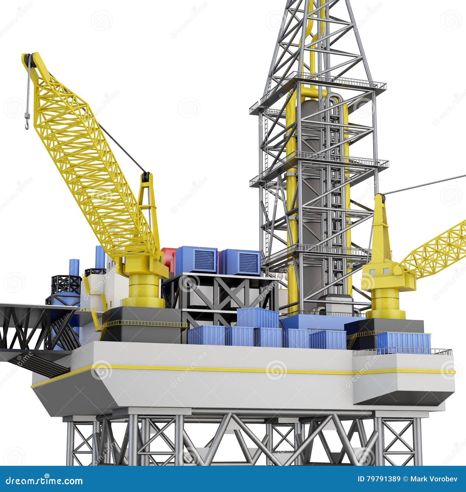 Drilling Offshore Platform Top View Isolated. 3d Rendering Stock Image ...