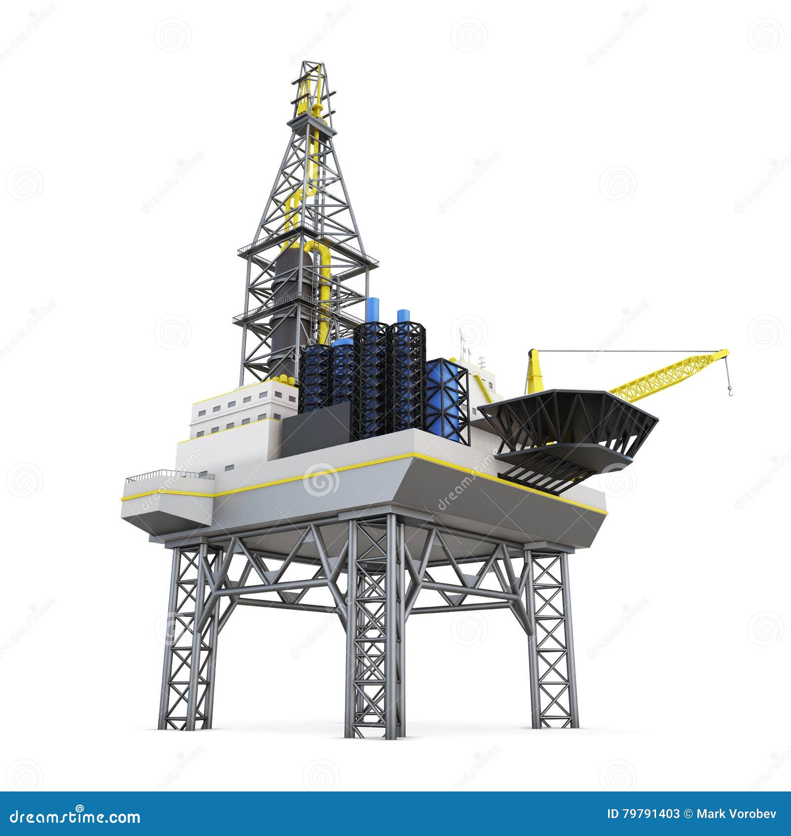 Drilling Offshore Platform Isolated. 3d Rendering Stock Illustration ...