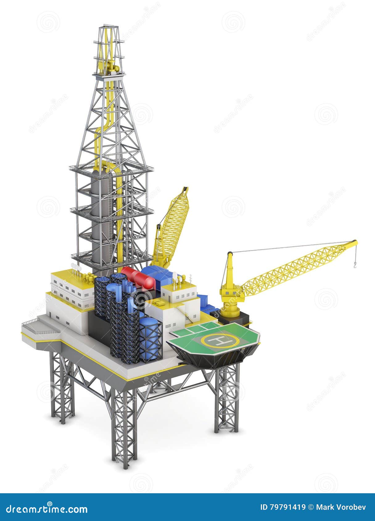 Drilling Offshore Platform Top View Isolated. 3d Rendering Stock Image ...