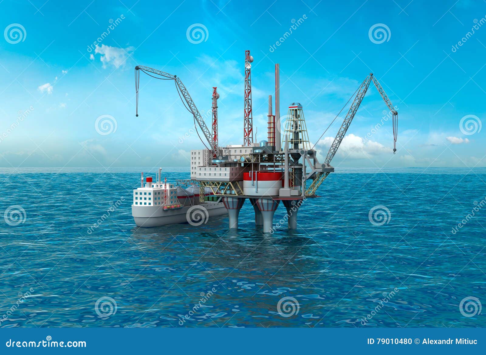 Drilling Offshore Platform Top View Isolated. 3d Rendering Stock Image ...