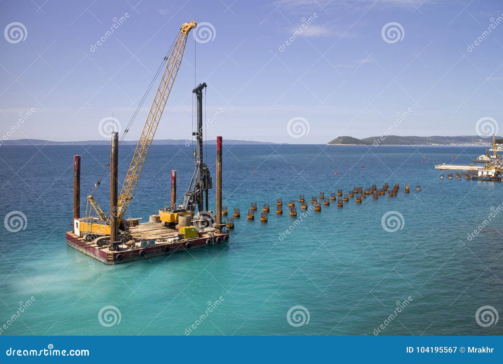 Drilling Pier Foundation in the Sea Stock Image - Image of frame, jetty ...
