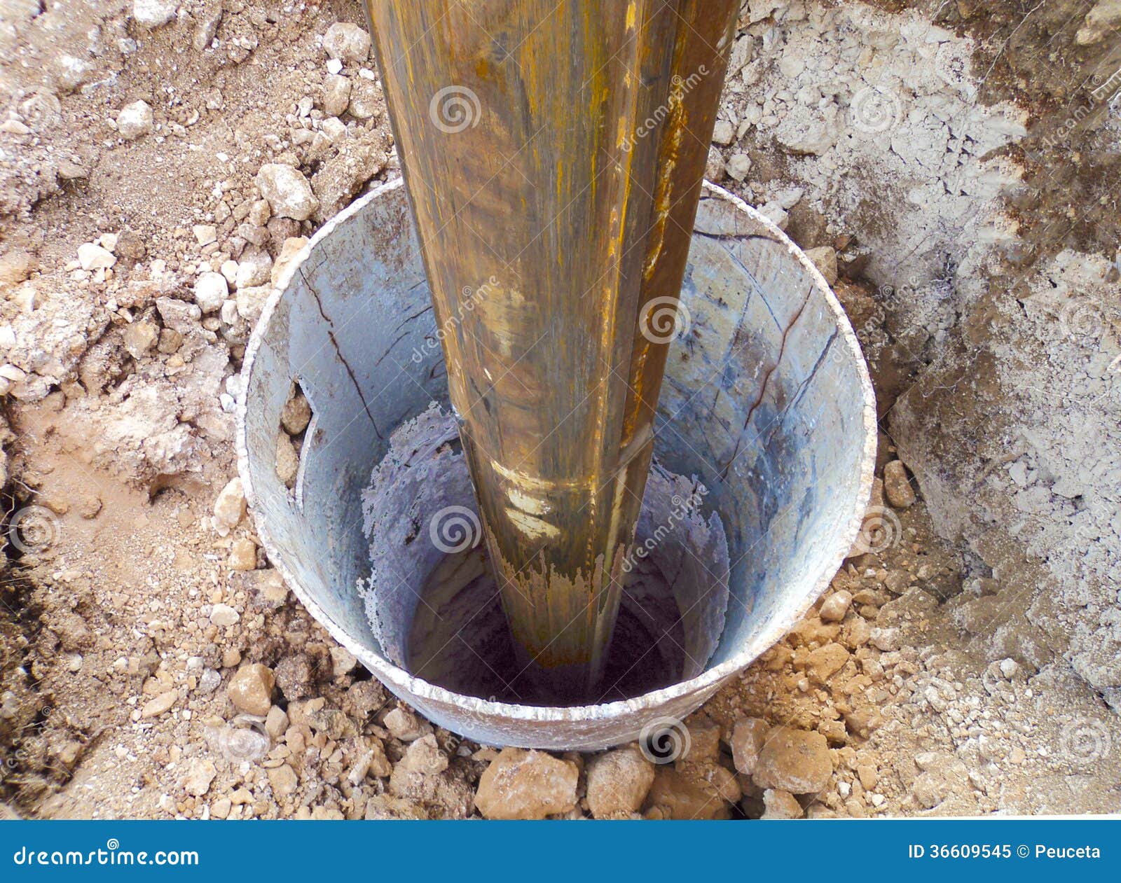 Pile Foundation Of Building At Construction Site. Steel Rebar Of ...