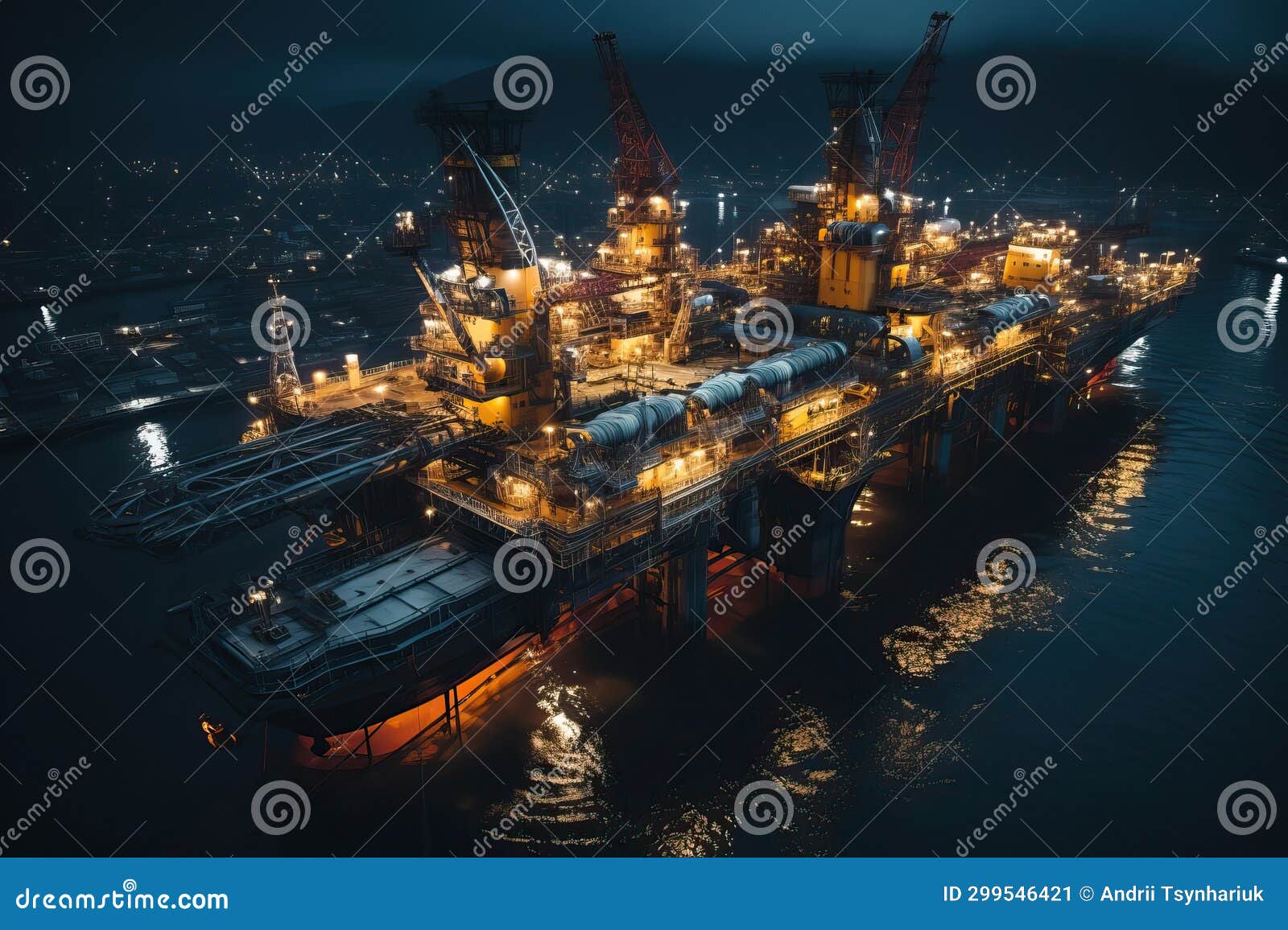 Drilling Platform for Drilling a Number of Wells in the Sea. Stock ...