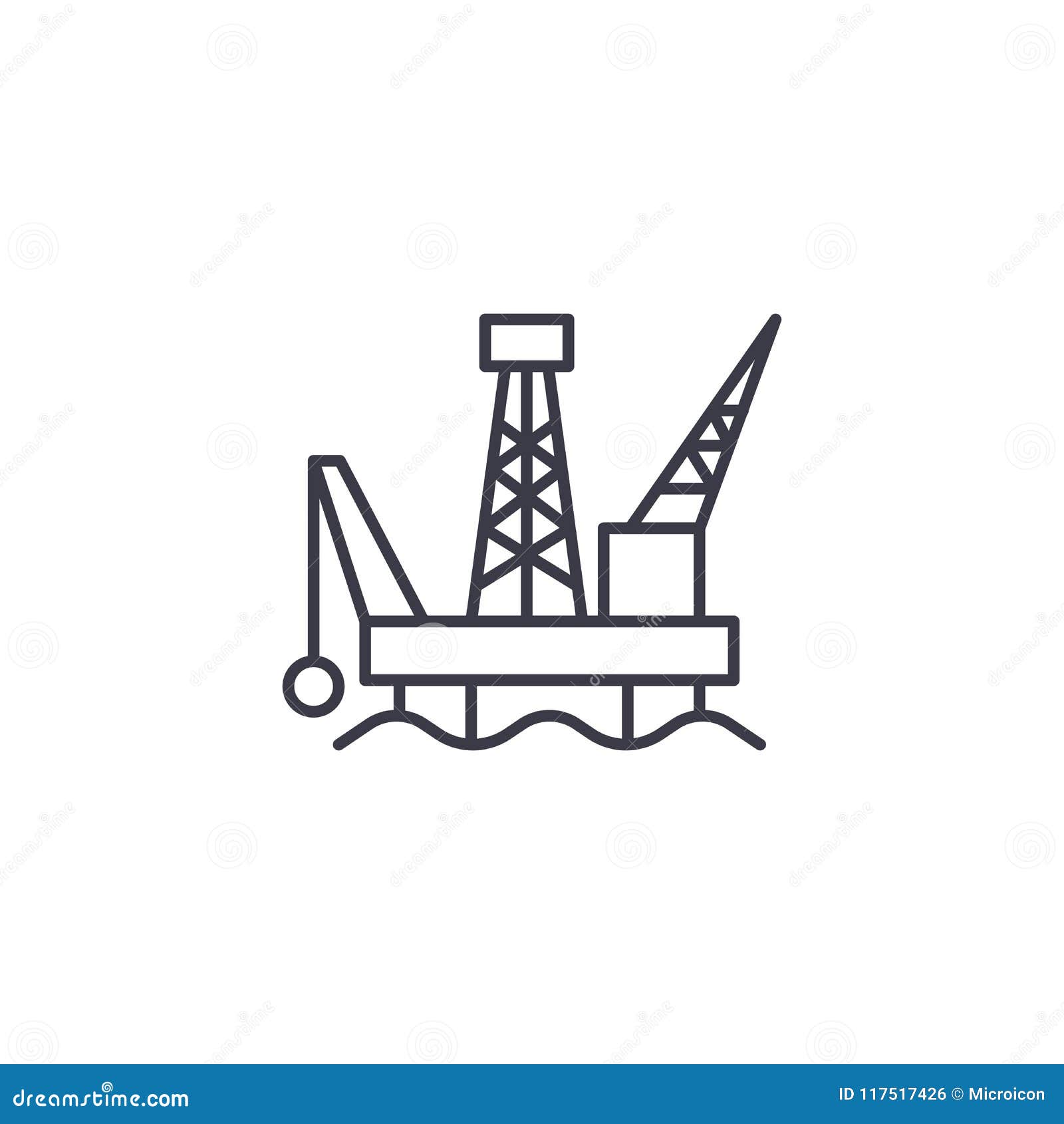 Drilling Platform Linear Icon Concept. Drilling Platform Line Vector ...