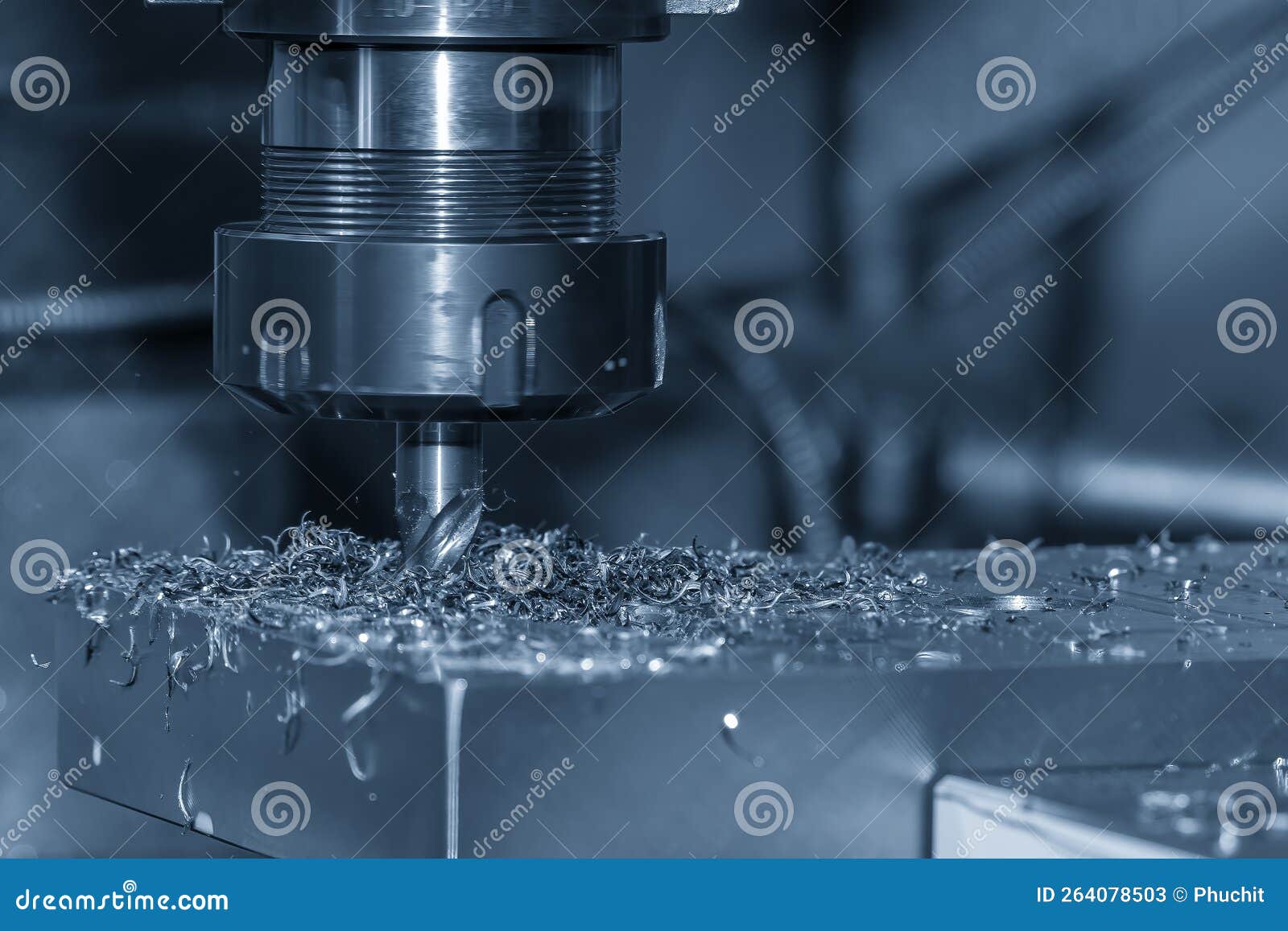 The Drilling Process on NC Milling Machine with Coolant Method Stock ...