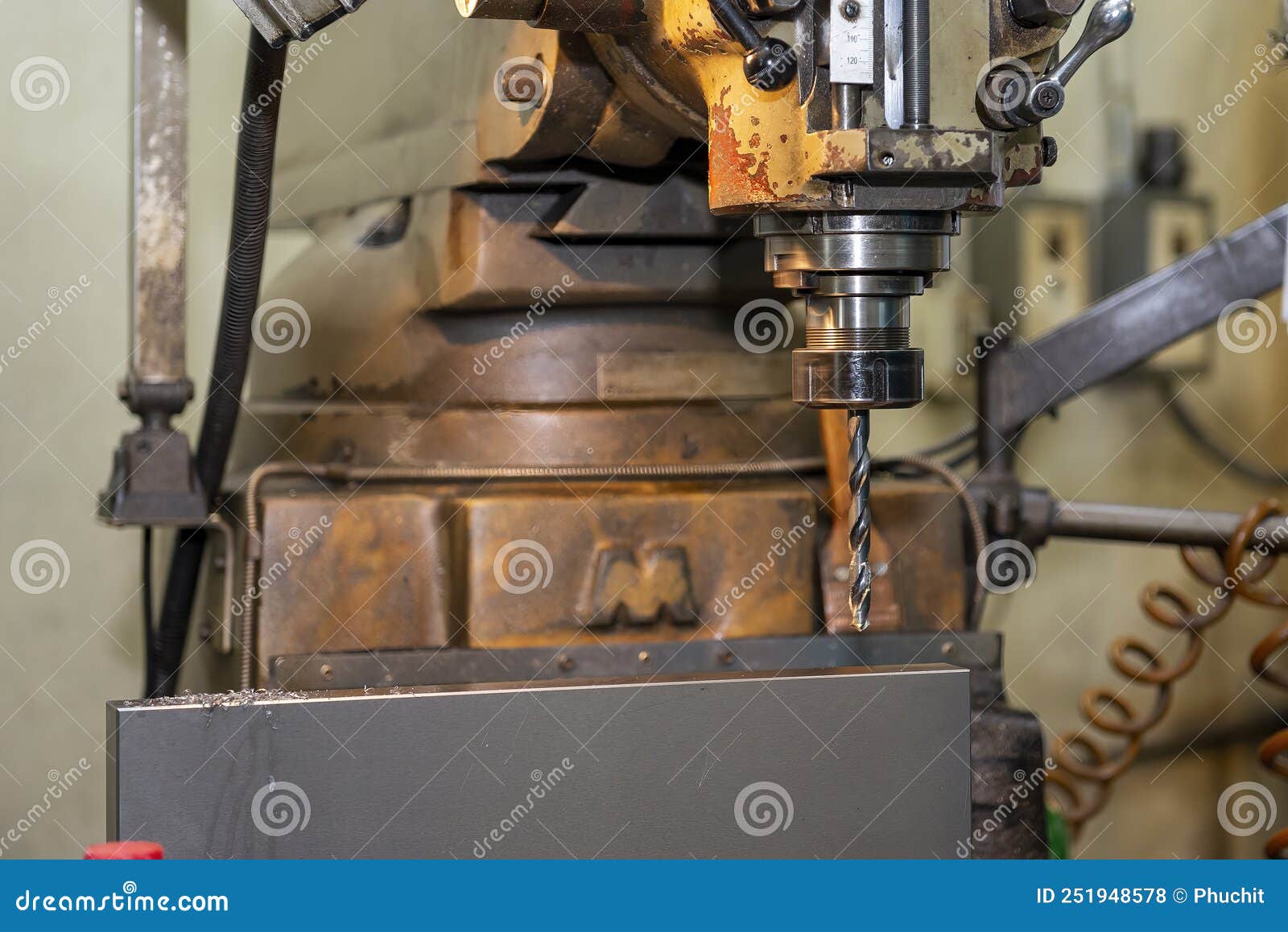 The Drilling Process on NC Milling Machine Stock Photo - Image of ...