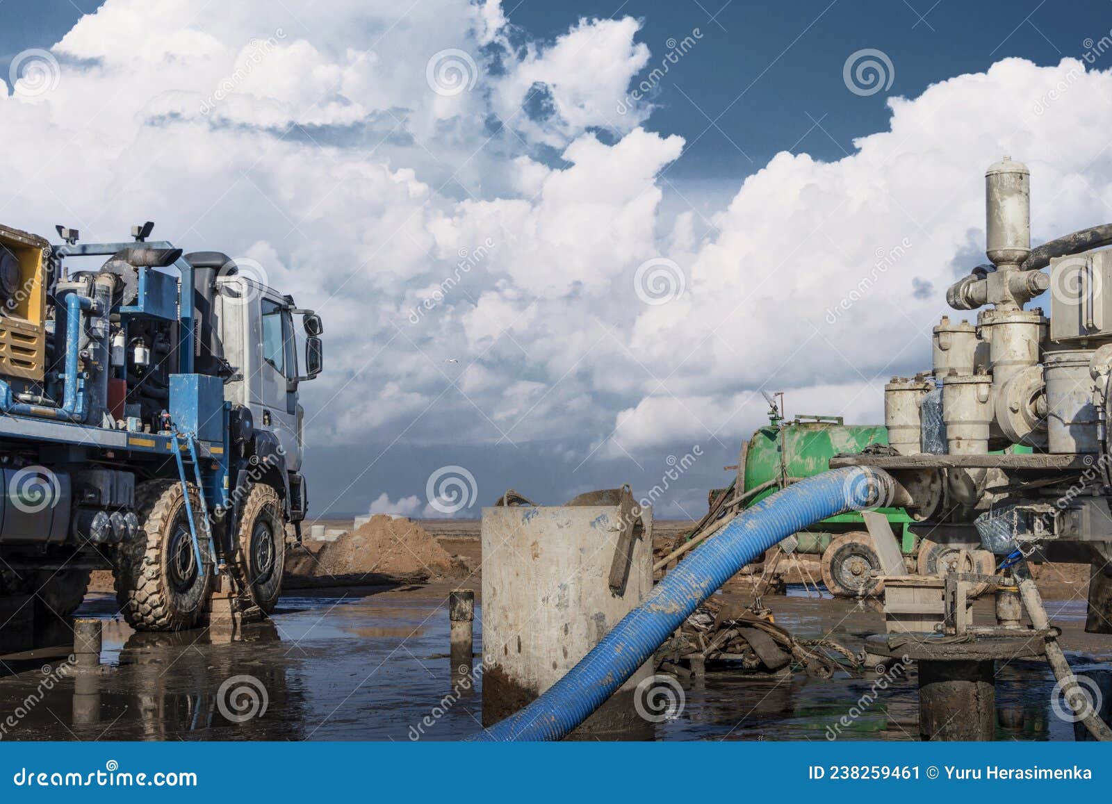 Drilling Rig Close-up at a Construction Site. Deep Hole Drilling ...