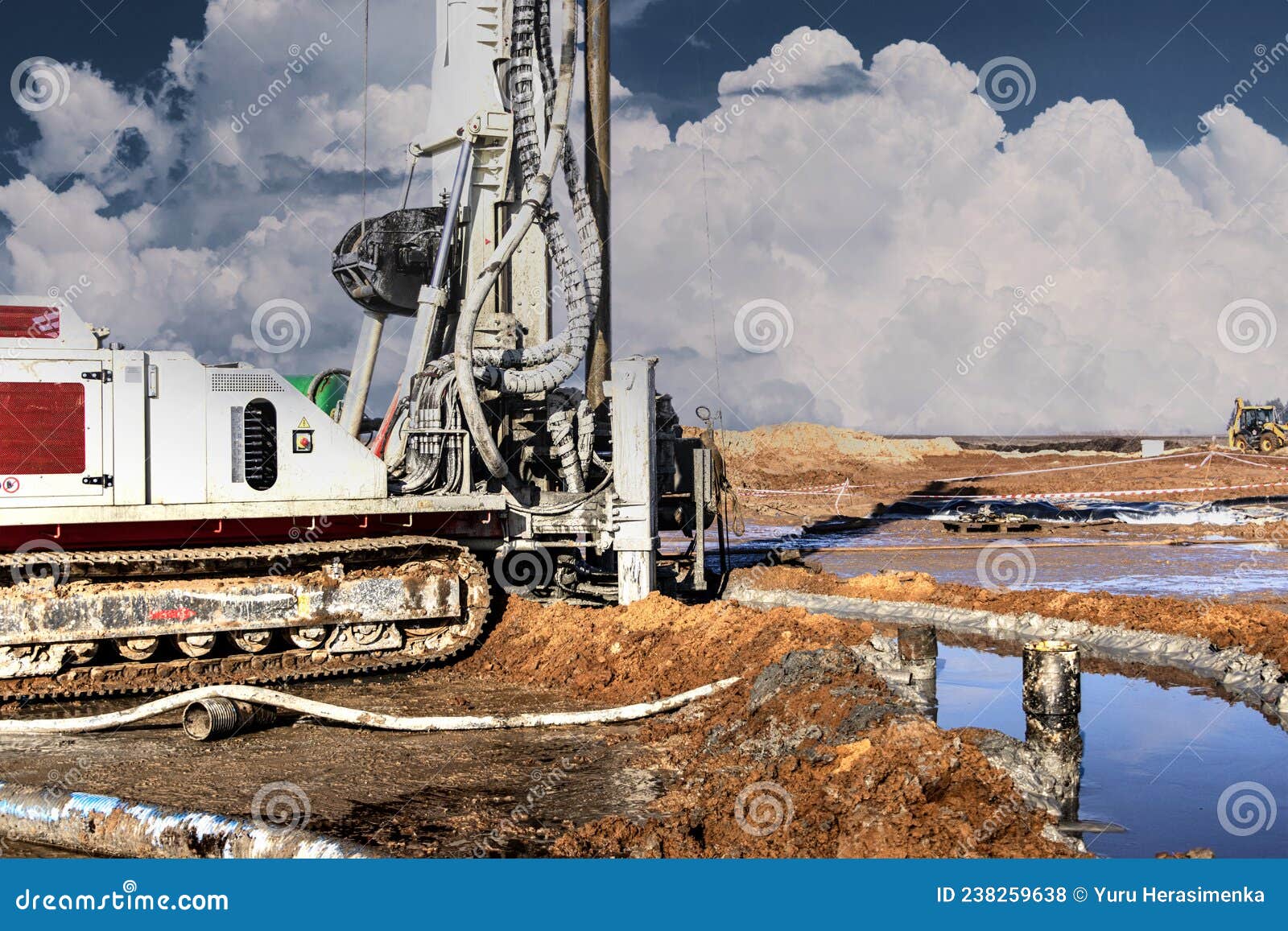Drilling Rig Close-up at a Construction Site. Deep Hole Drilling ...