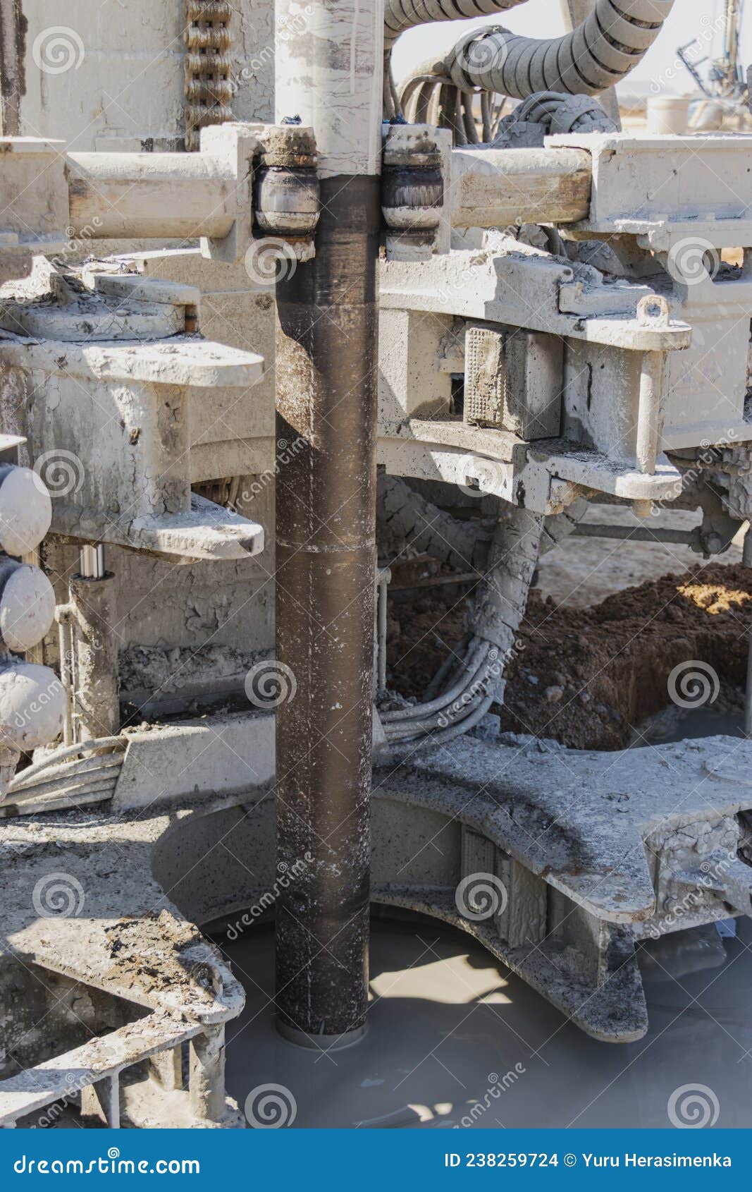 Drilling Rig Close-up at a Construction Site. Deep Hole Drilling ...