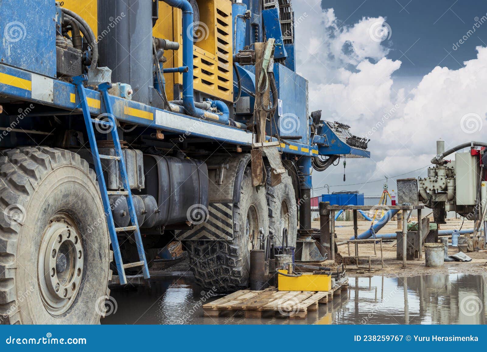 Drilling Rig Close-up at a Construction Site. Deep Hole Drilling ...