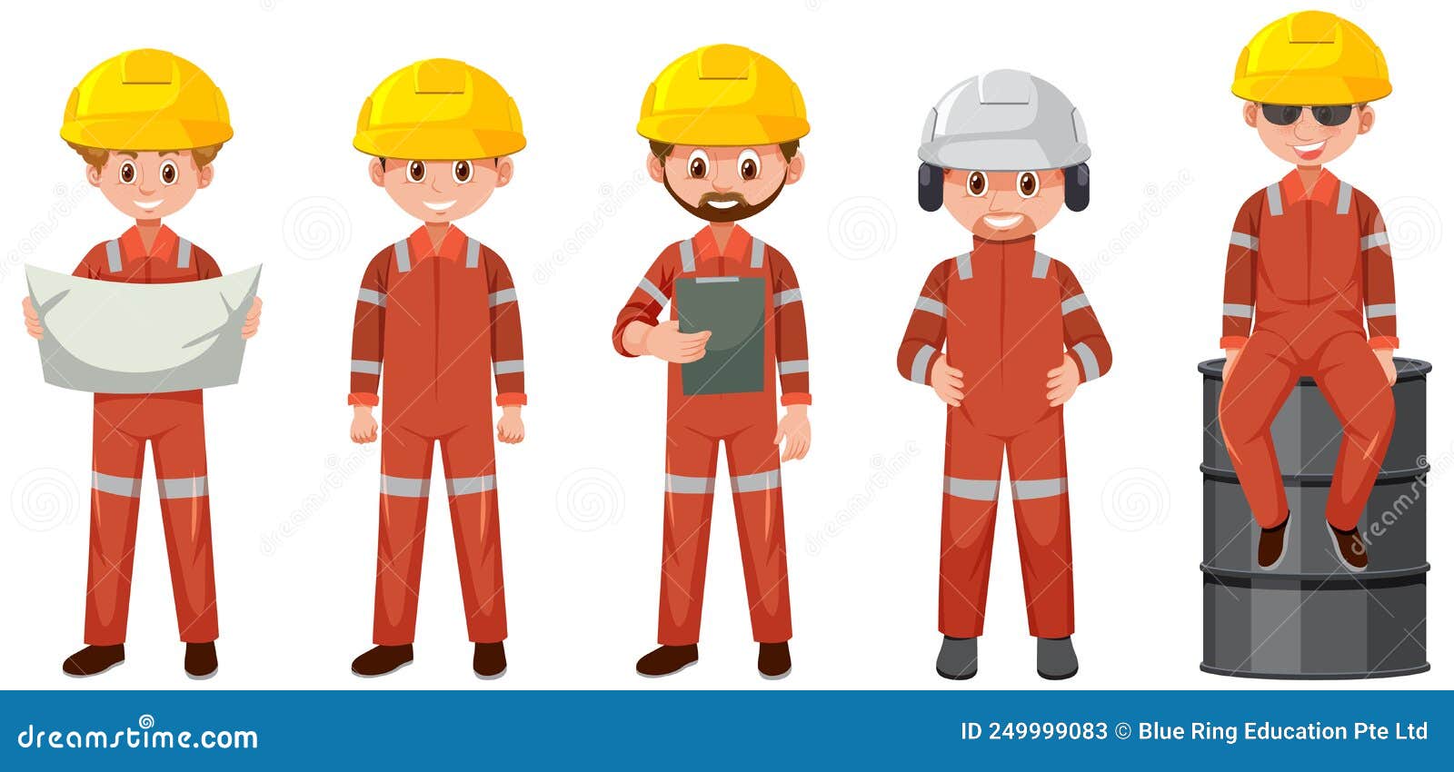 Drilling Rig Crews Cartoon Characters Stock Vector - Illustration of ...