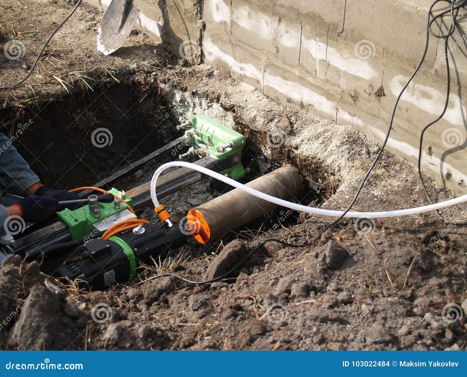 Diamond Cutting of Concrete Stock Photo - Image of circular, diamond ...