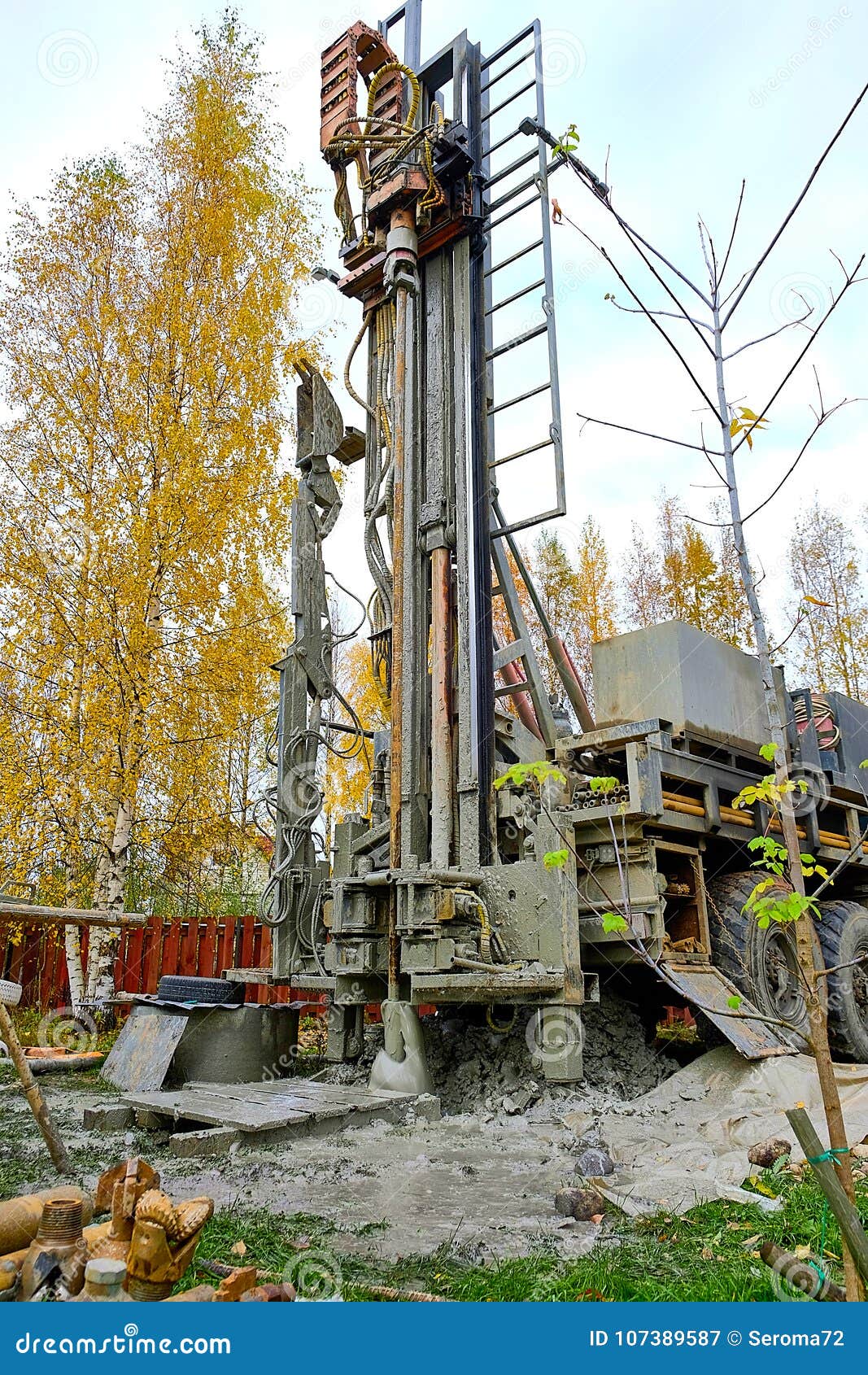 Drill rig on the site stock image. Image of fuel, plant - 107389587