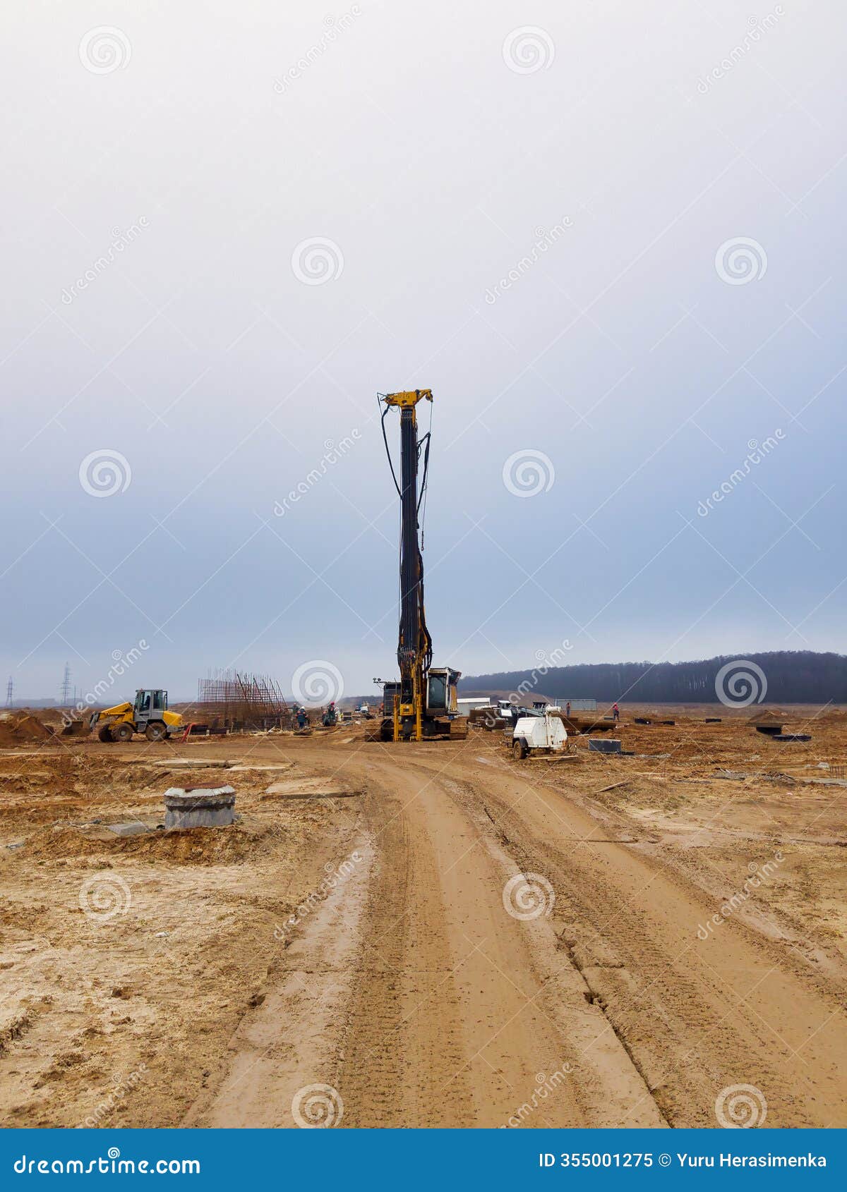 Pile Driving Machine On A Construction Site Stock Image | CartoonDealer ...